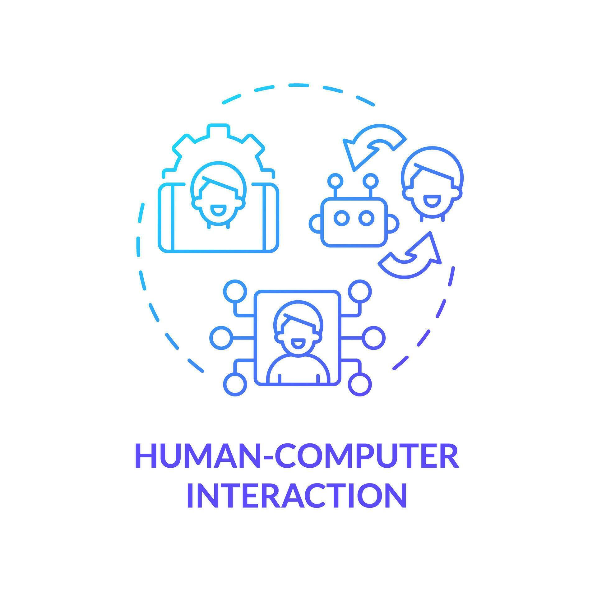 2D gradient human computer interaction icon, creative isolated vector ...