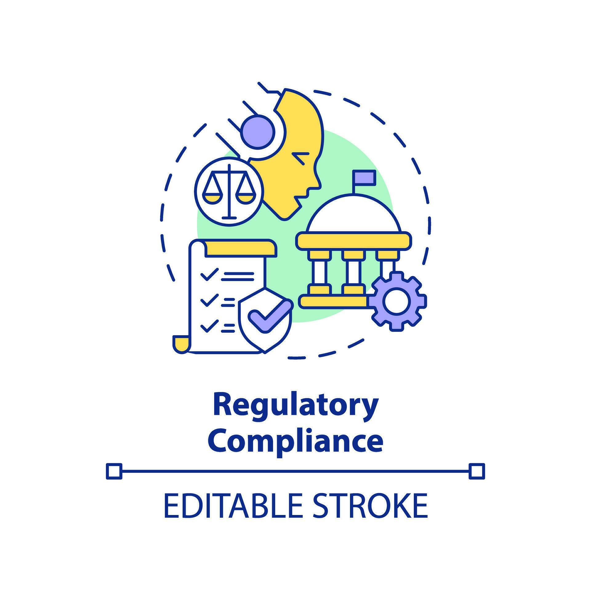2D editable multicolor regulatory compliance icon, simple isolated ...