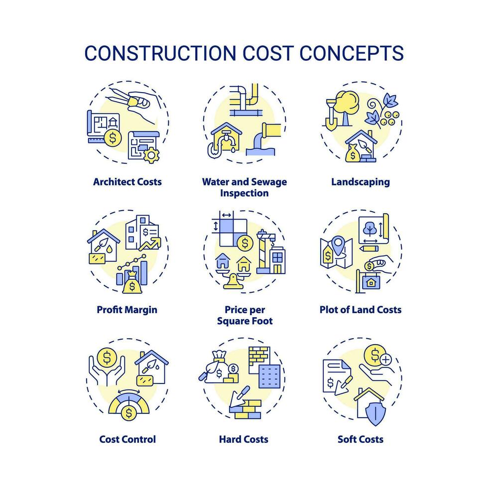 Set Of 2d Editable Colorful Thin Line Icons Representing Construction