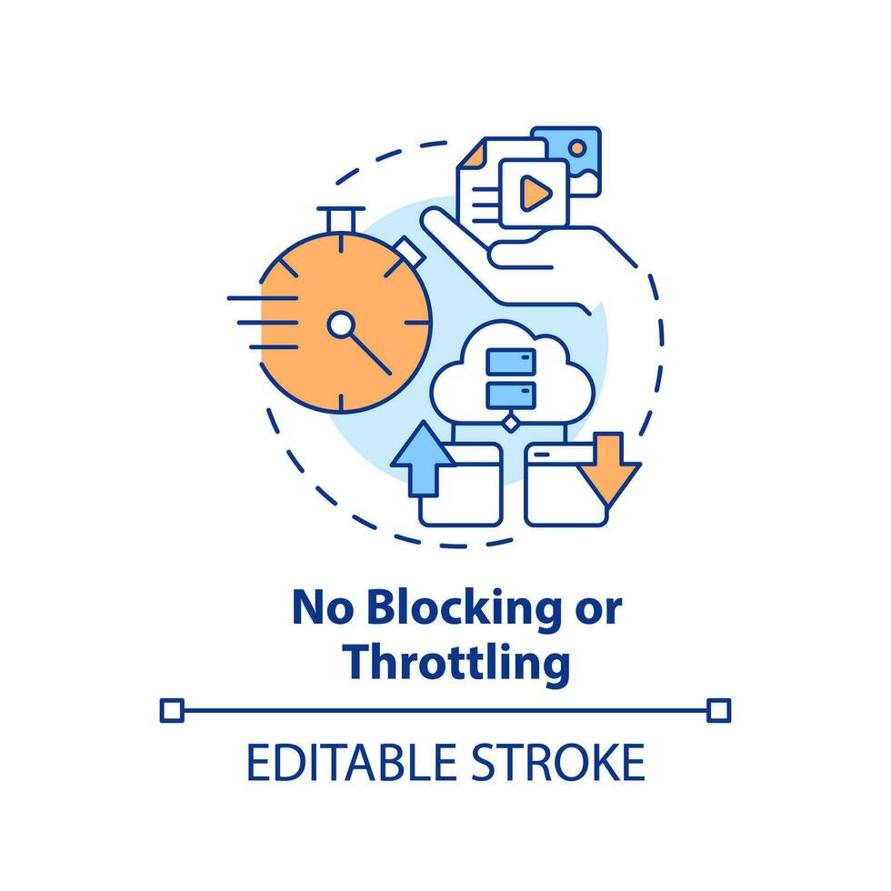 2d Editable Multicolor No Blocking Or Throttling Icon Simple Isolated Vector Cyber Law Thin