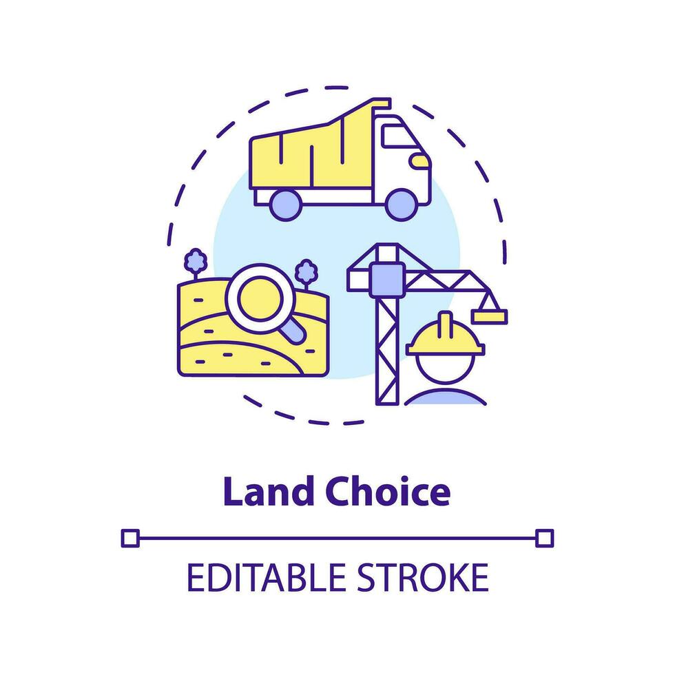 2d Editable Multicolor Land Choice Icon Simple Isolated Vector