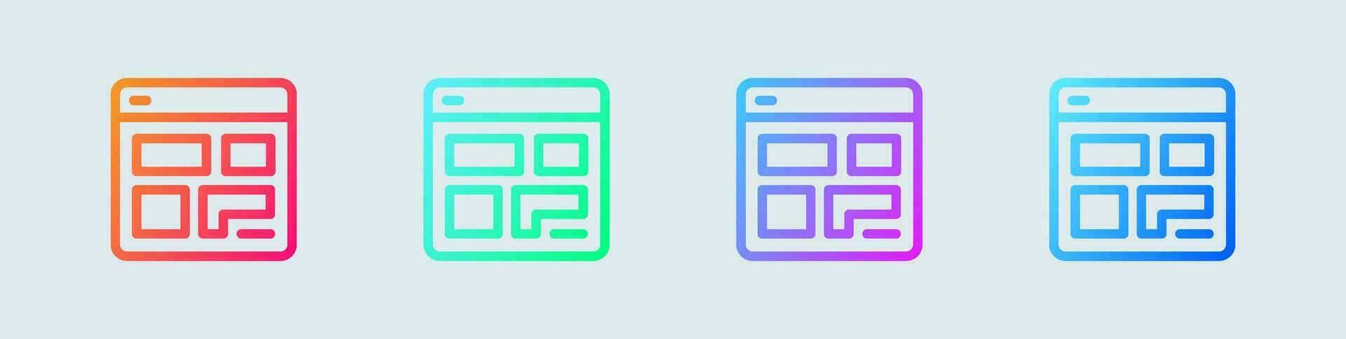 Layout Line Icon In Gradient Colors Dashboard Signs Vector