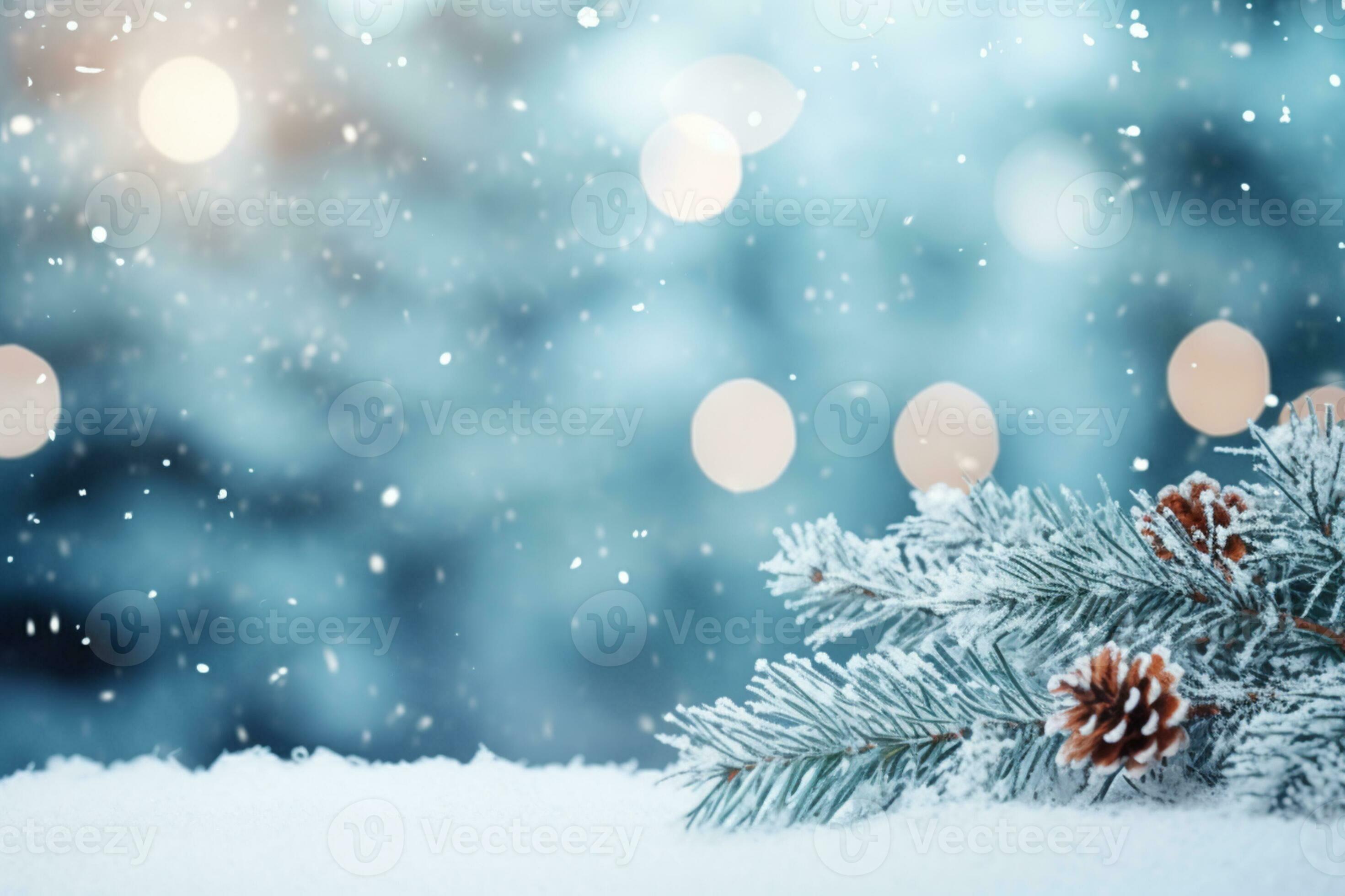 AI generated Cozy winter christmas scene with snow and decorative cones copy space. 36096773 ...