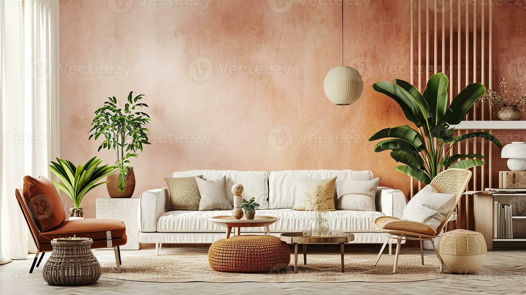 AI generated living room interior design with sofa minimal aesthetic ...