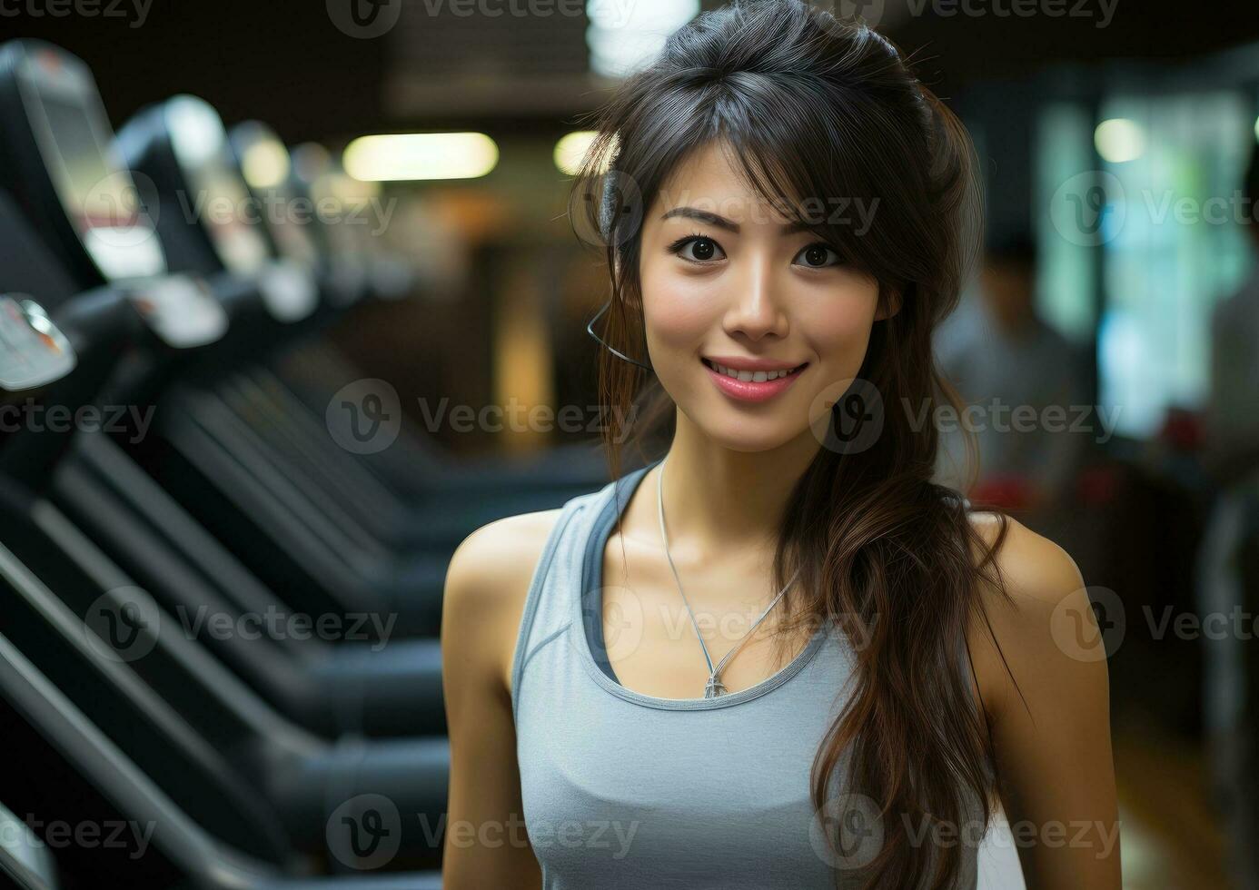 AI generated Young japanese woman in fitness center, training in the gym 36098136 Stock Photo at ...