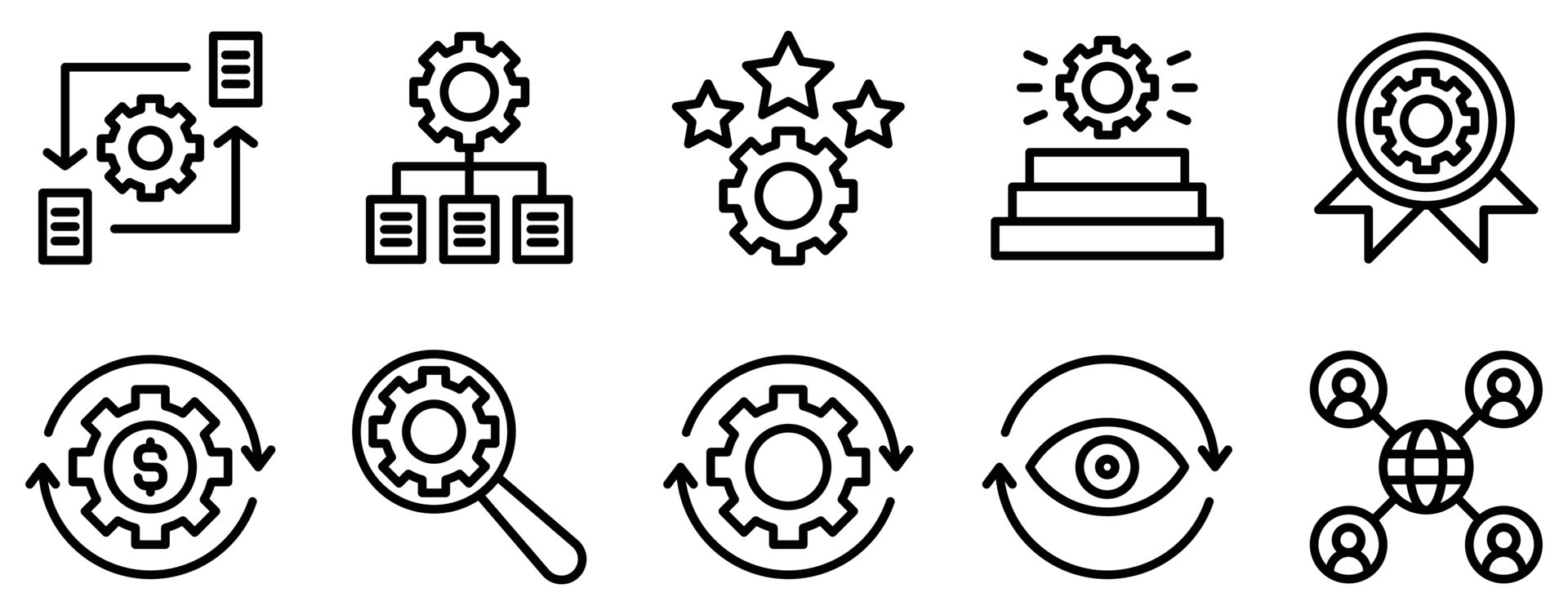 Project Management line style icon set collection 36099551 Vector Art ...