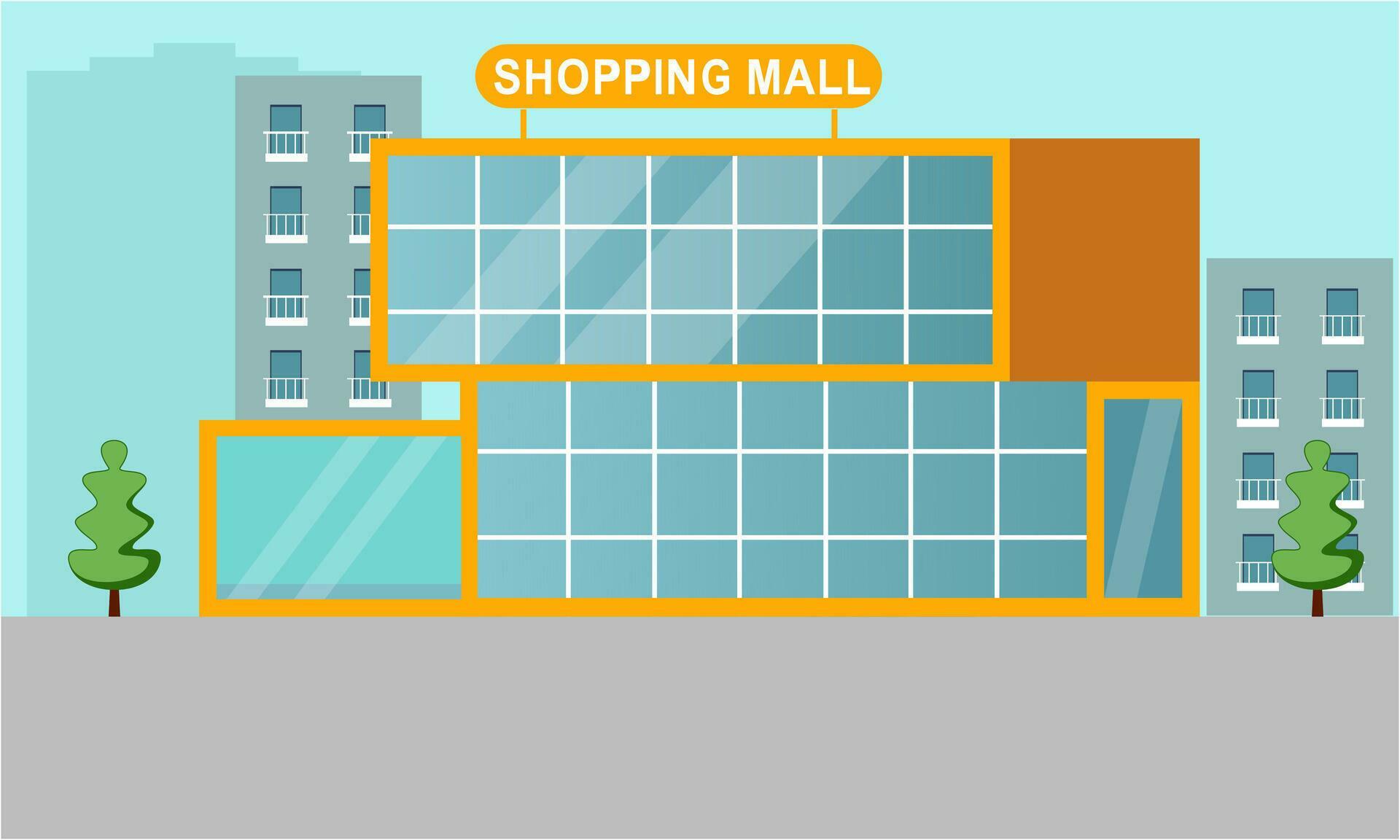 Shopping mall outside composition mall building illustration 36101302 Vector Art at Vecteezy