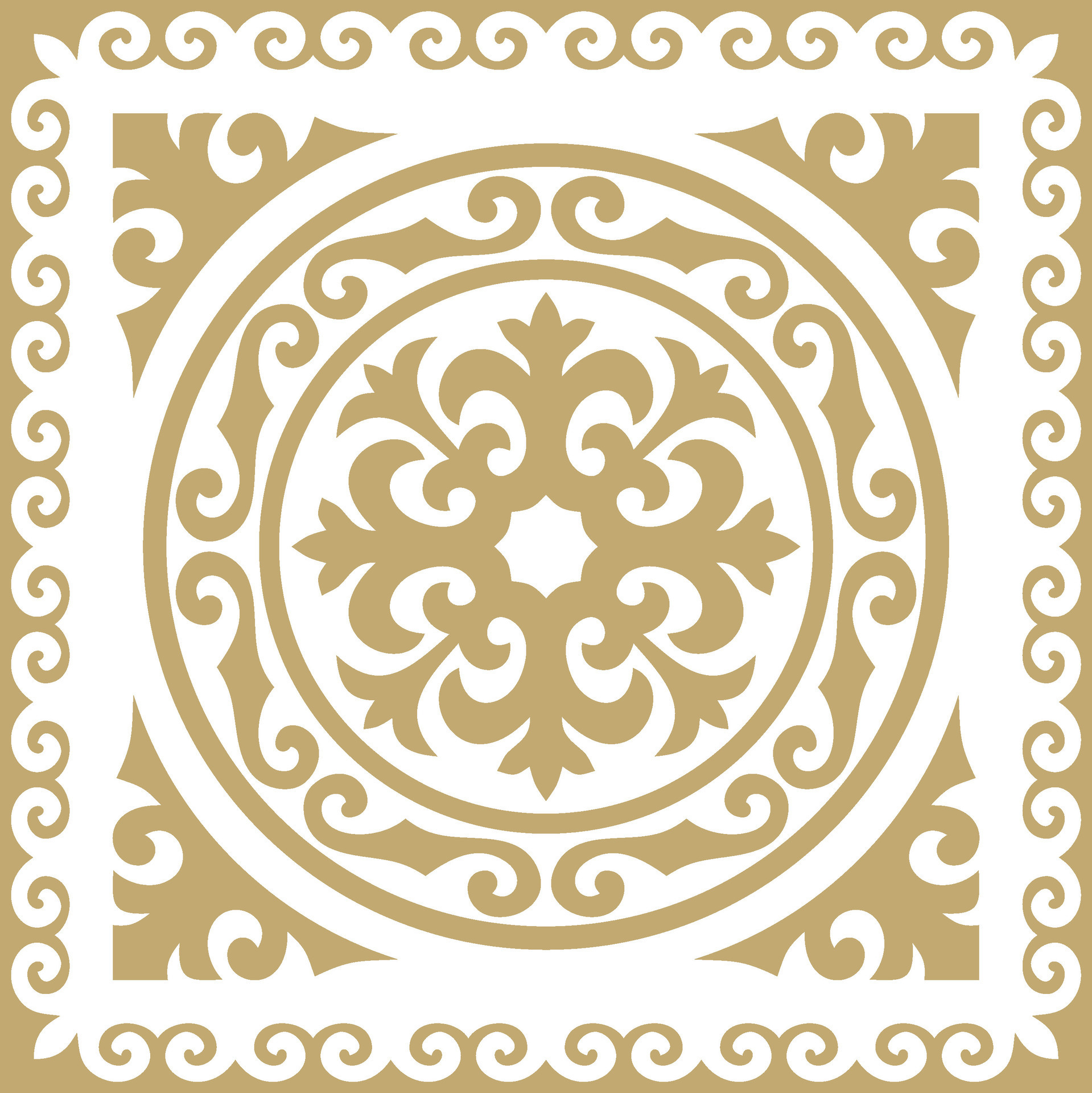 Vector Golden Square Kazakh National Ornament Ethnic Pattern Of The