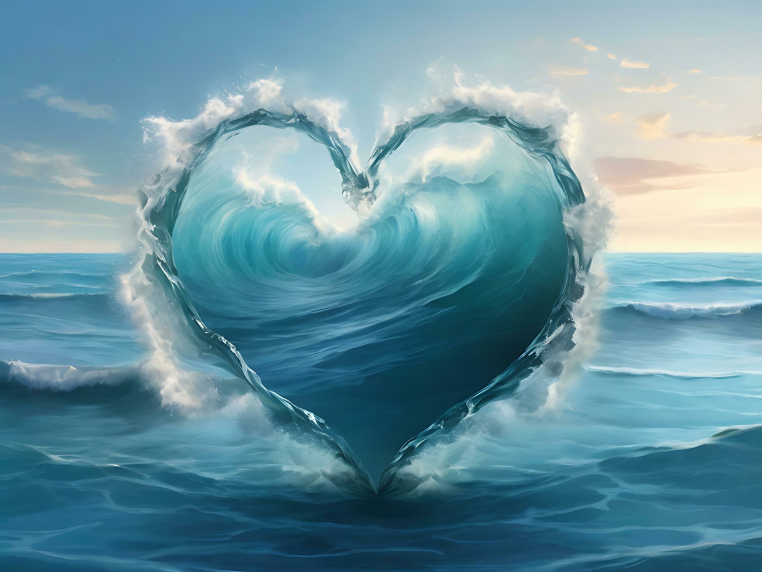 Ocean Love Heart Shaped Wave in Light Blue Sea 36102696 Stock Photo at Vecteezy