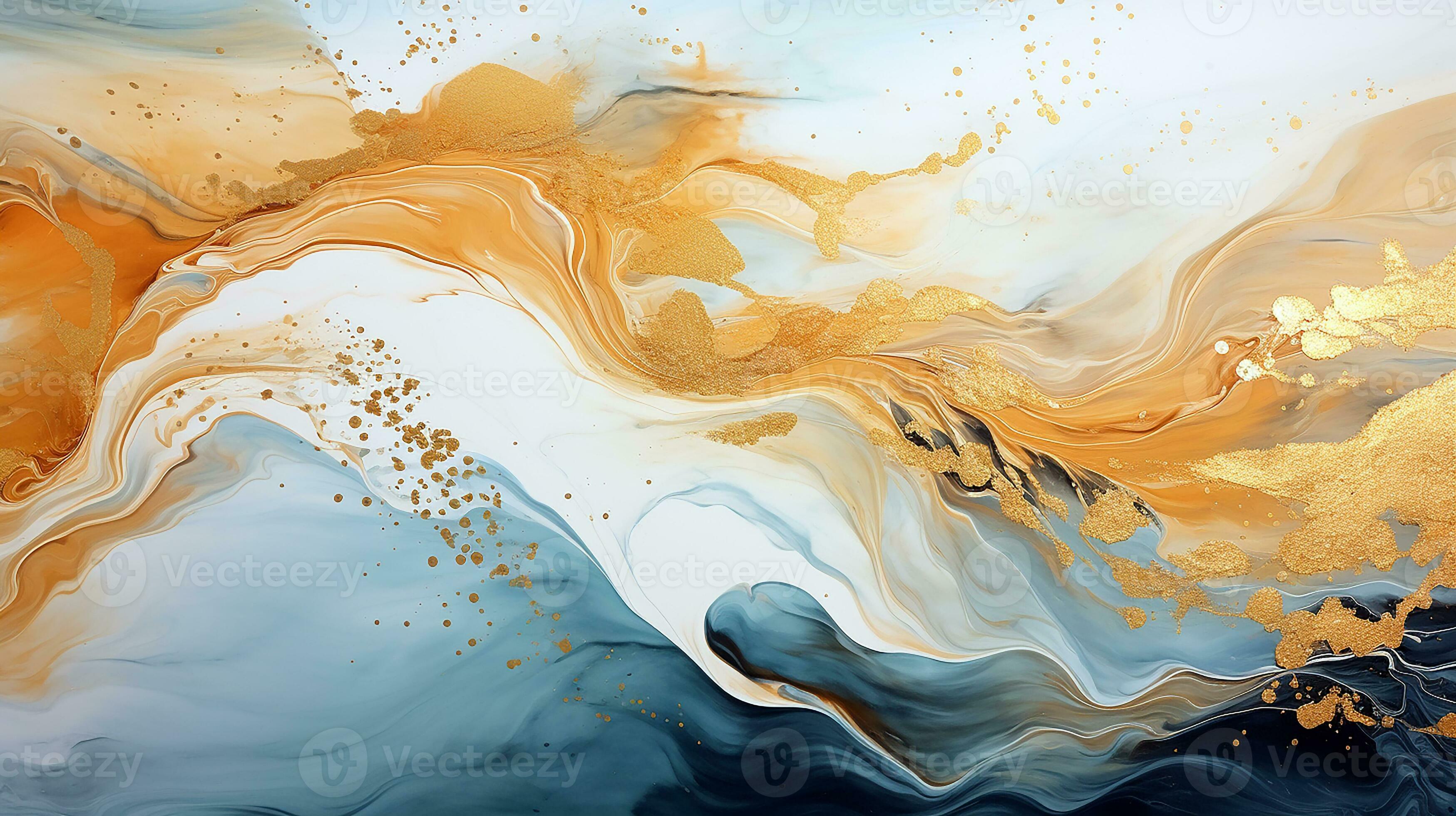 AI generated Abstract Wavy and flowing ink with swirl background. Fluid art marble texture ...