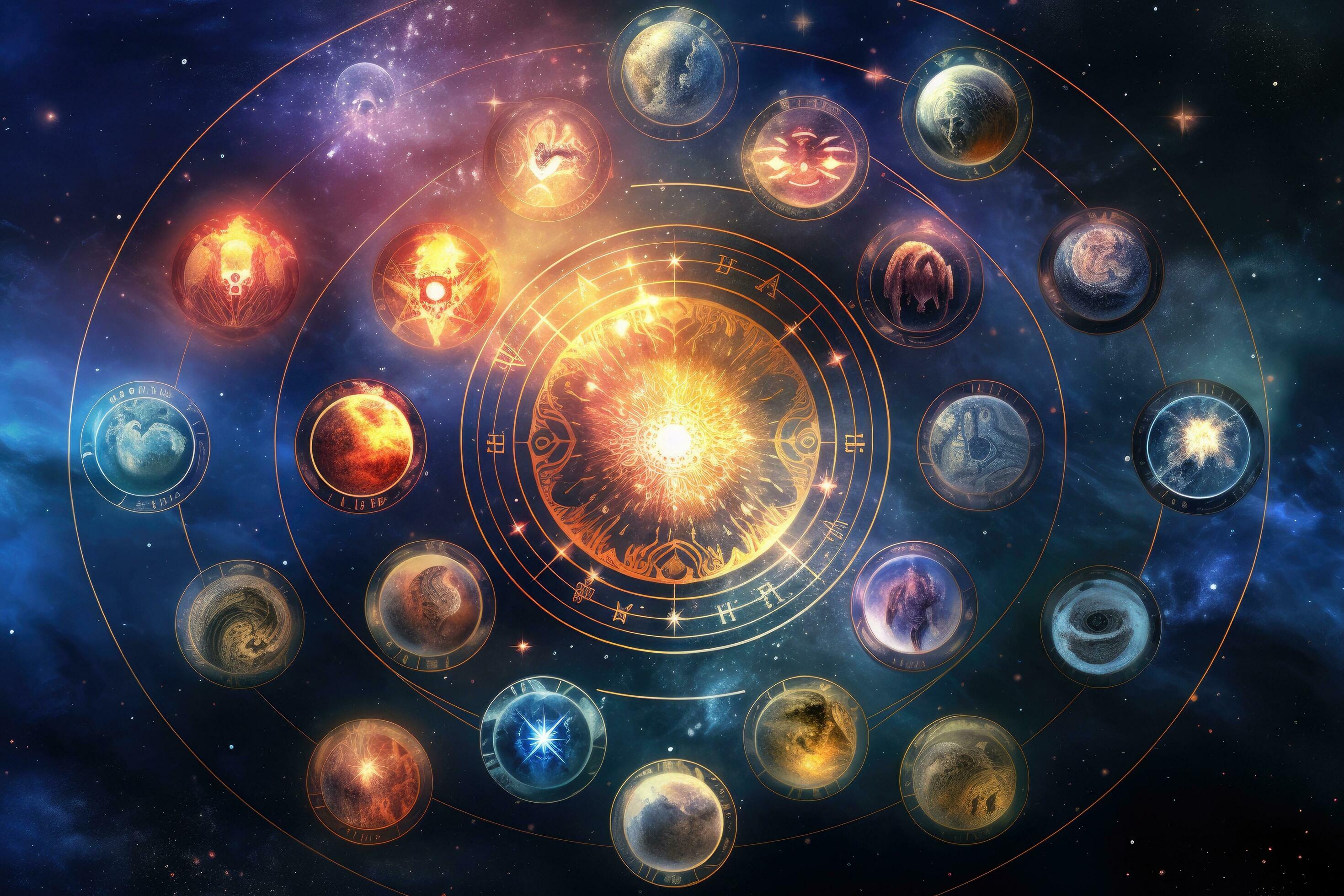 AI generated Zodiac signs in space. Elements of this image furnished by NASA, AI Generated ...