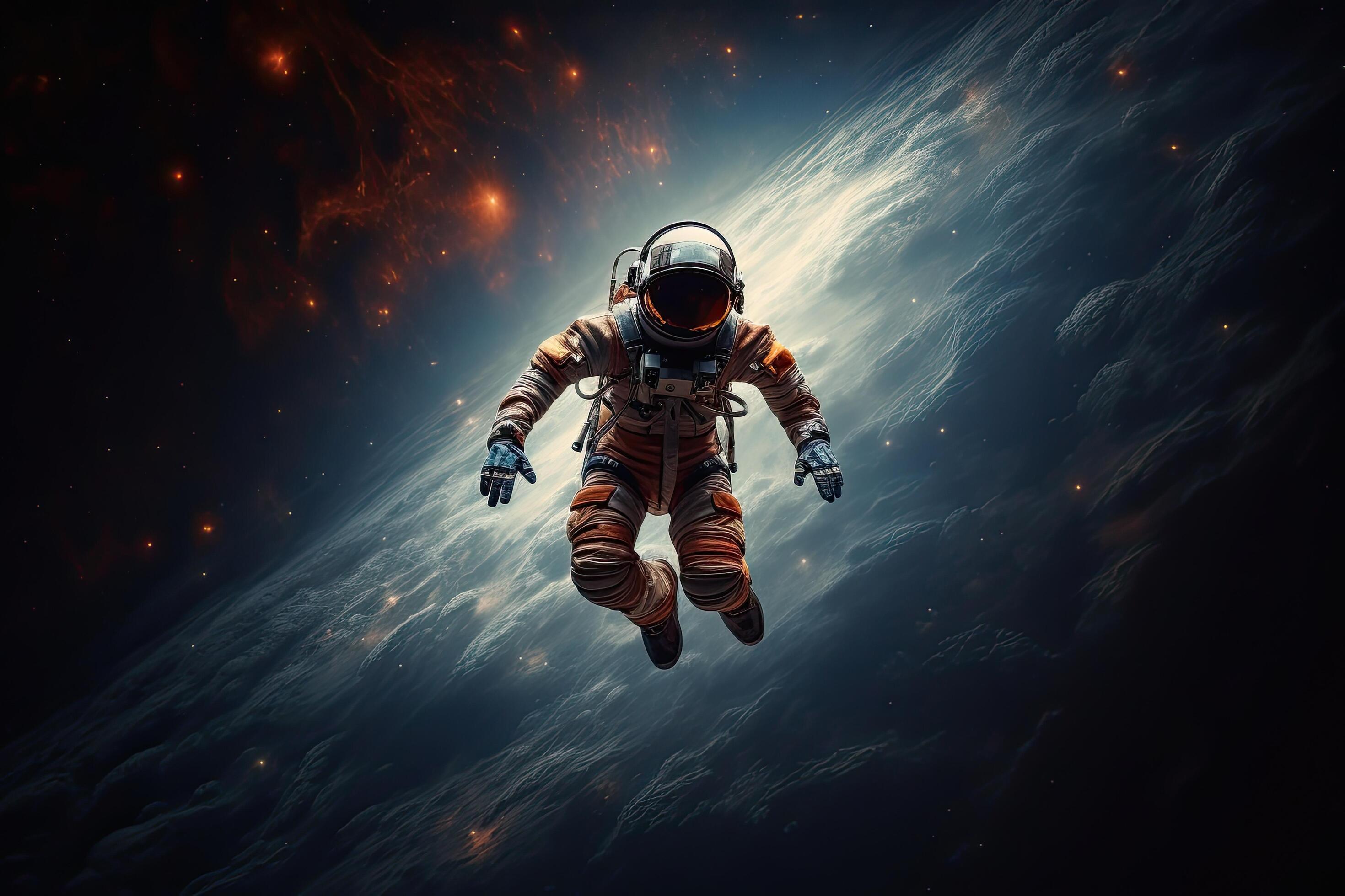 AI generated Astronaut in outer space. Mixed media. Elements of this image furnished by NASA, AI ...