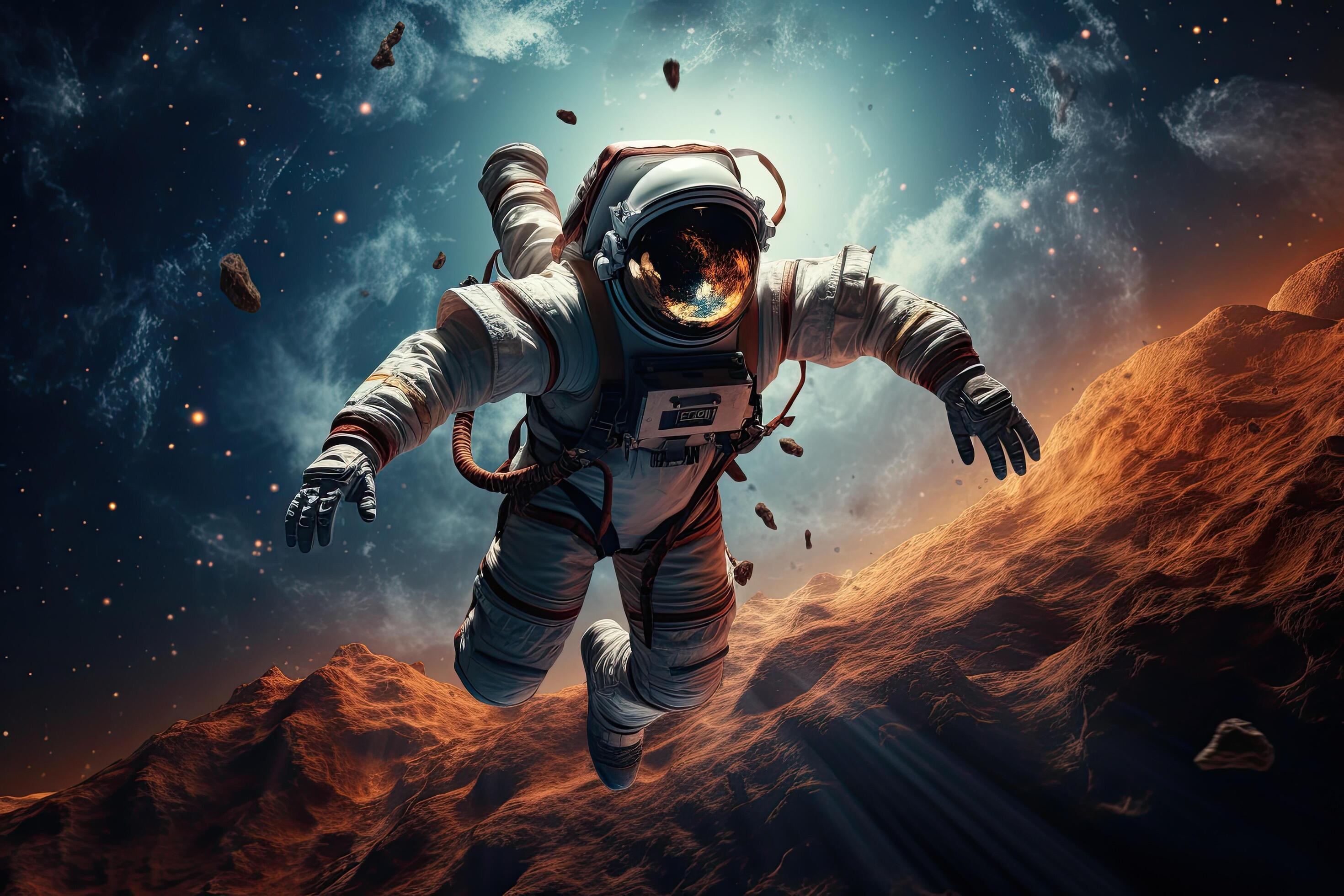 AI generated Astronaut in outer space. Elements of this image furnished by NASA, AI Generated ...