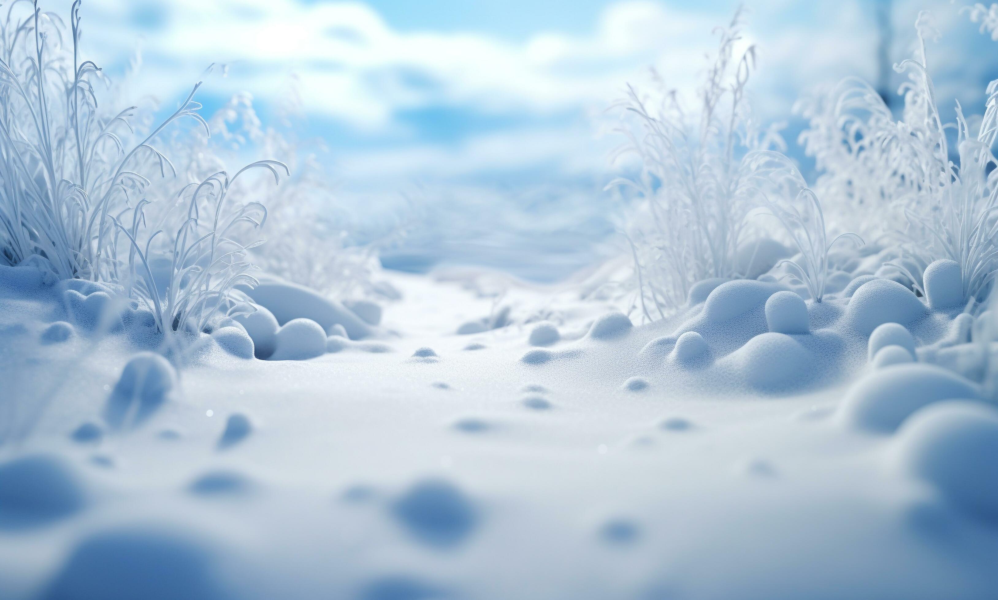 AI generated Winter background of snow and frost with free space for ...