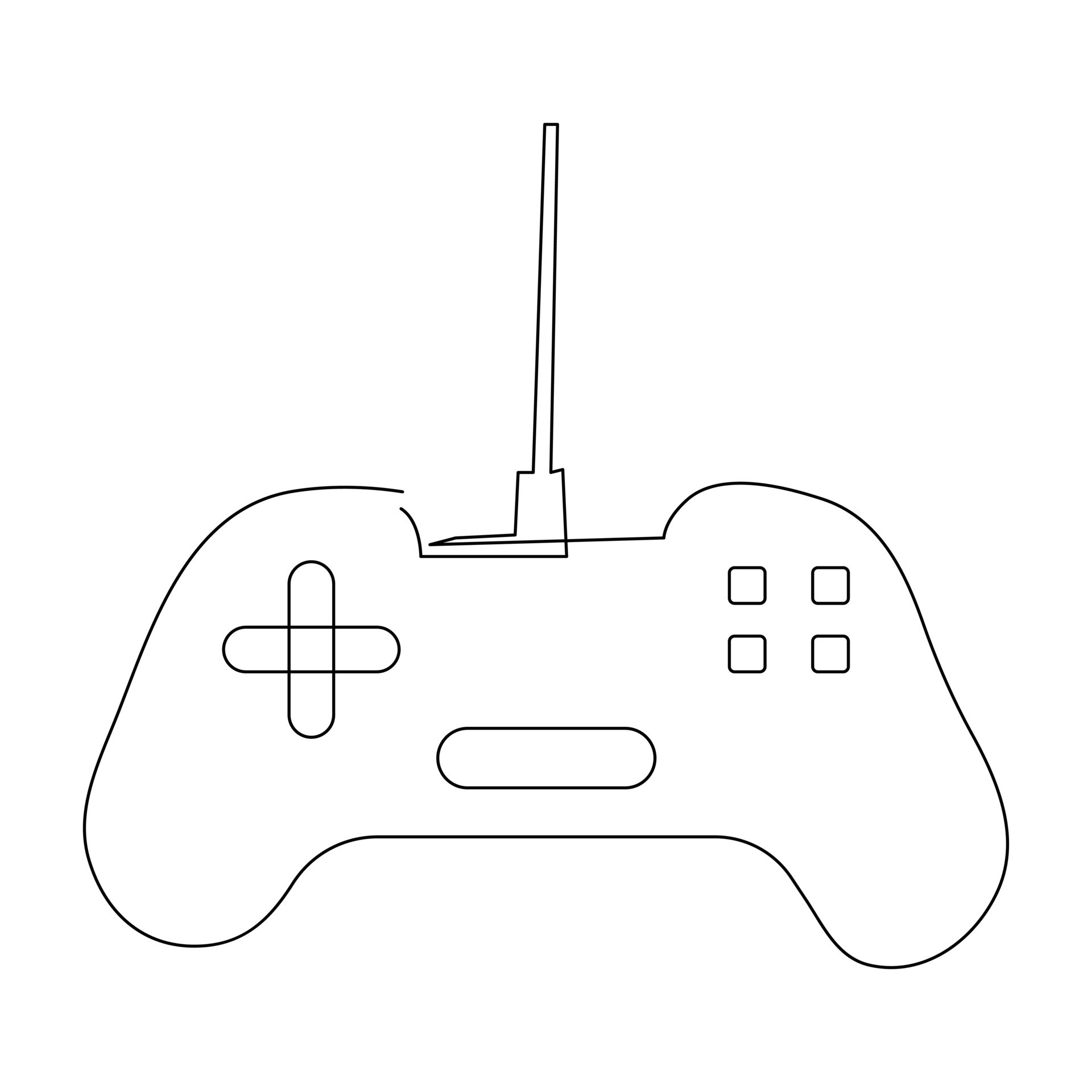 Game controller continuous single line outline vector art drawing and ...