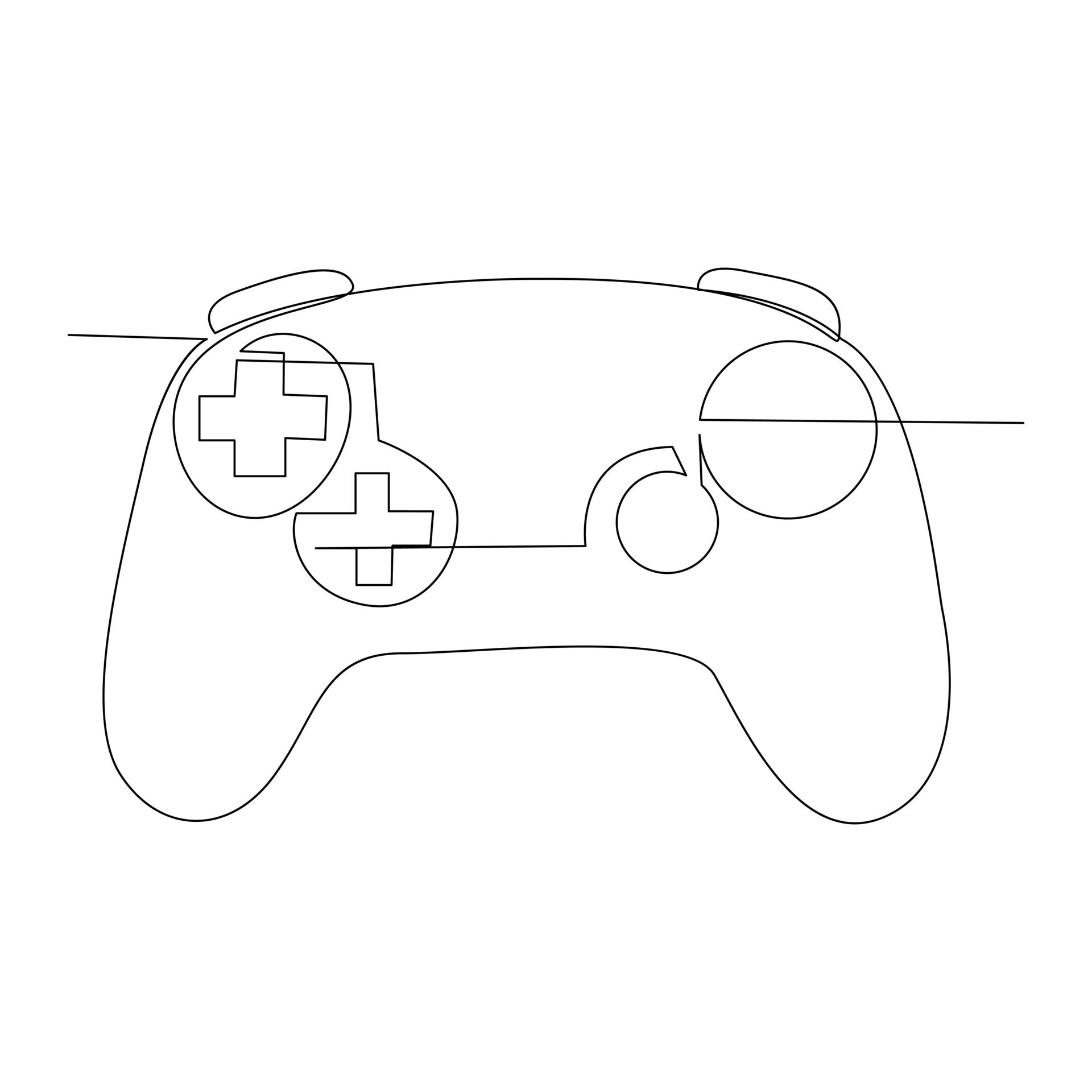 Game controller continuous single line outline vector art drawing and ...