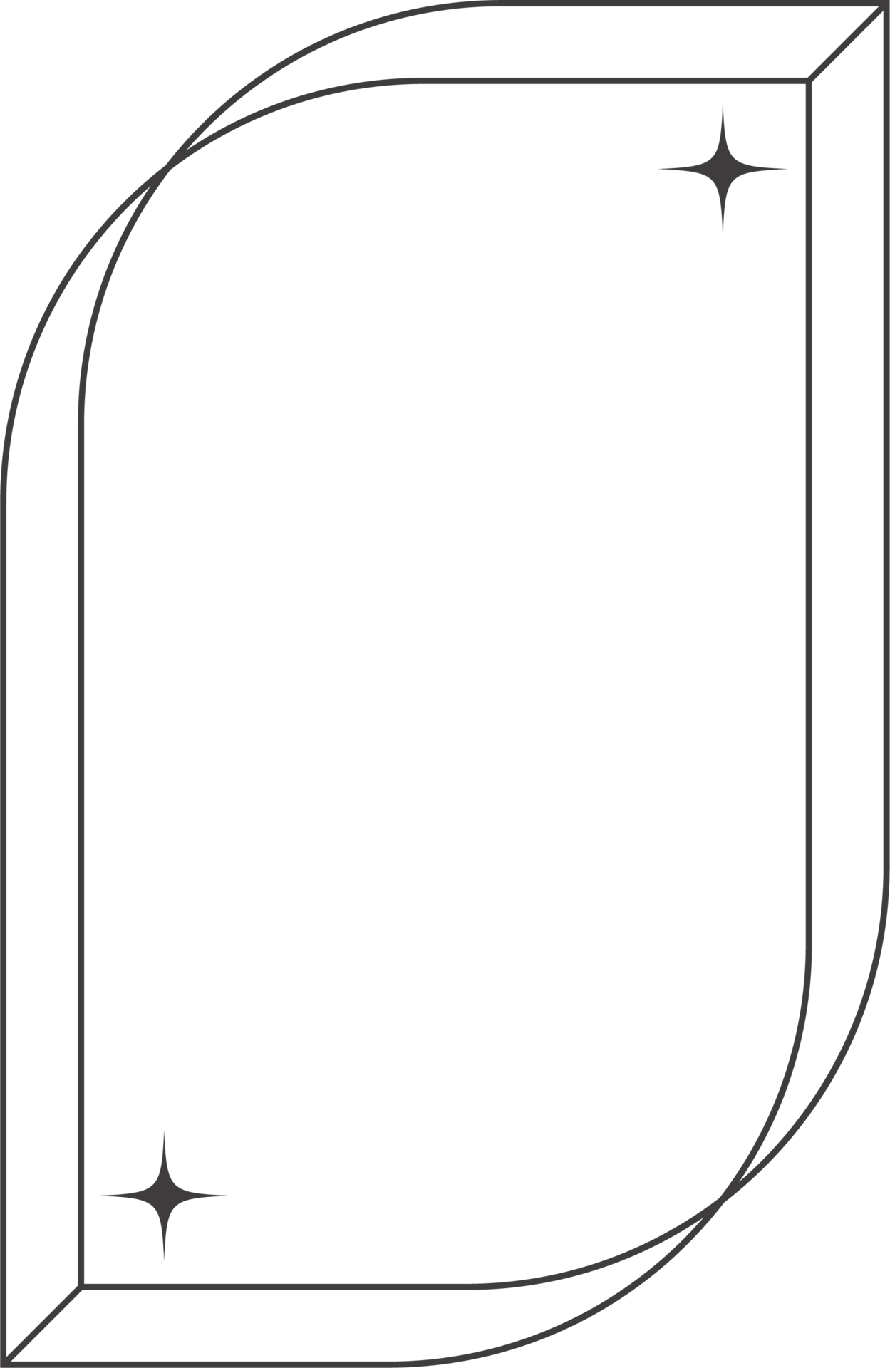 Aesthetic Frame And Shape With Stars Minimal Y2k Outline Graphic