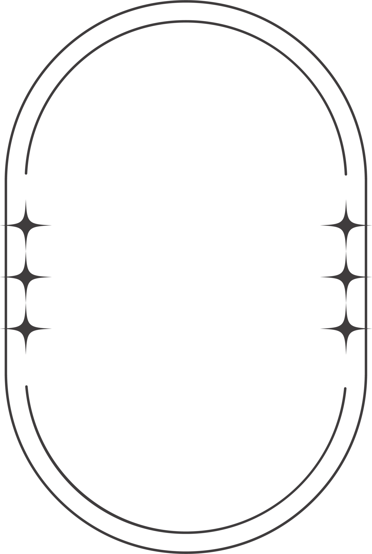 Aesthetic Frame And Shape With Stars Minimal Y2k Outline Graphic