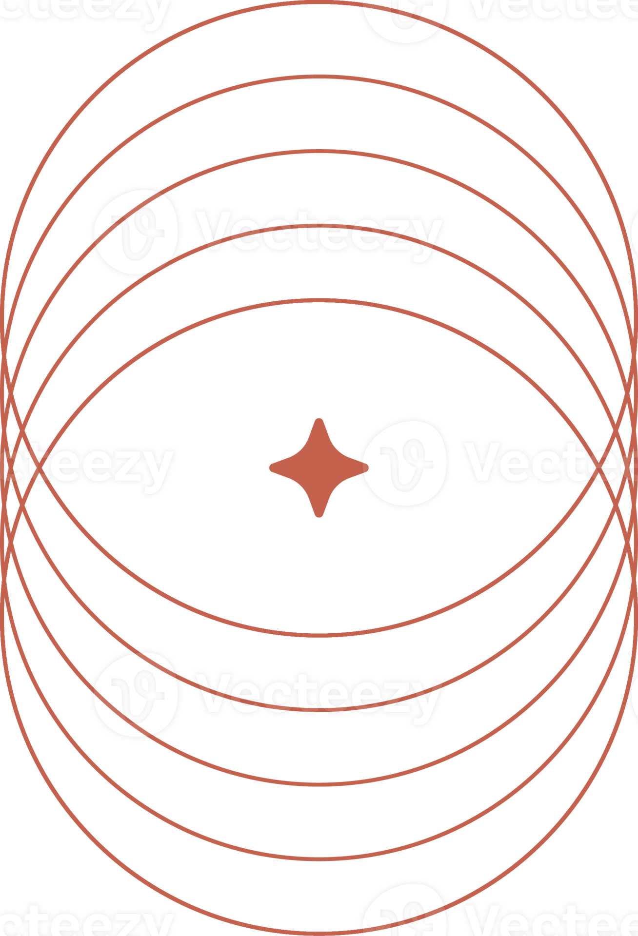 Aesthetic Ellipse Shape Outline Minimal Graphic Element With Stars