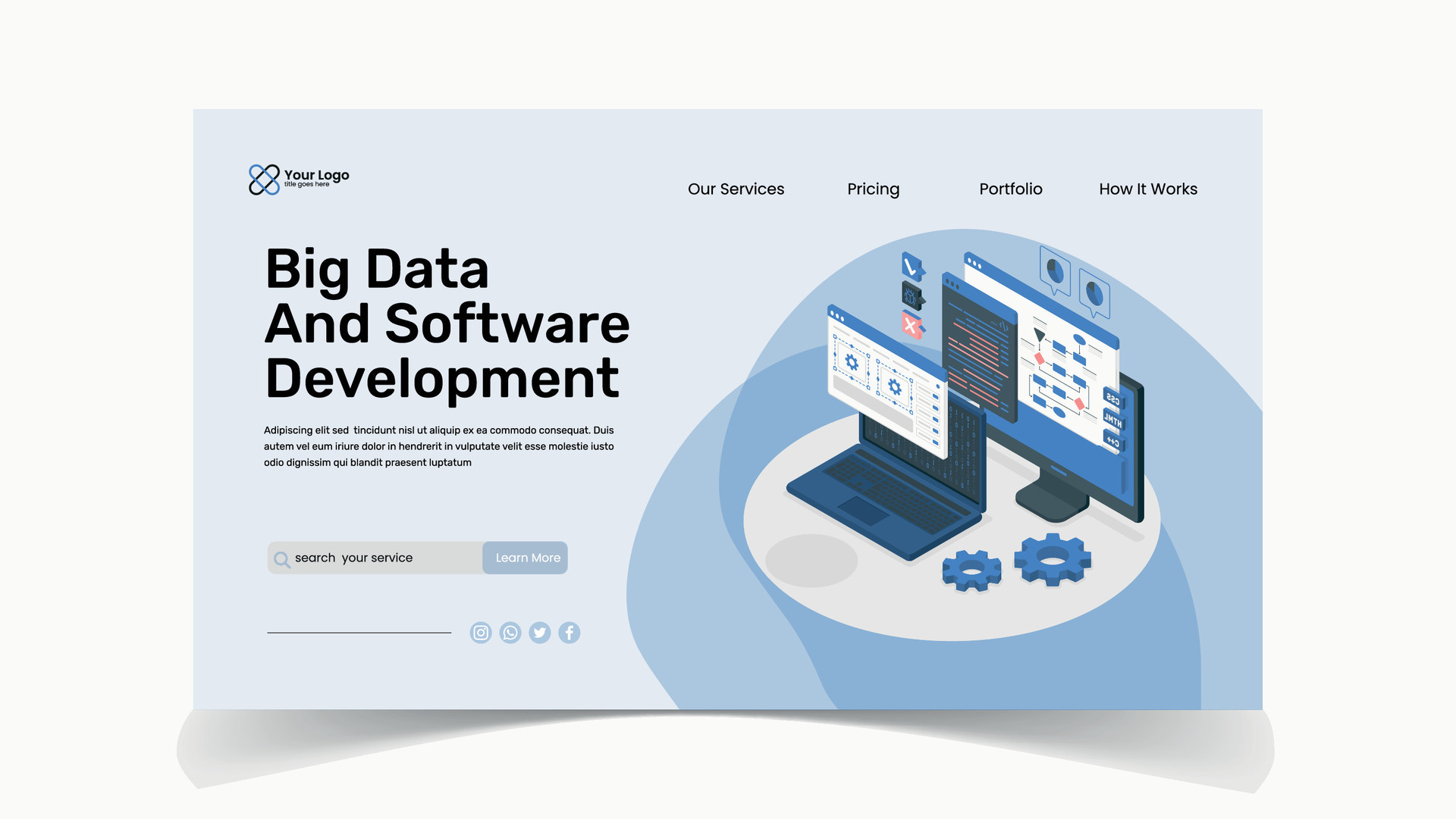 Software Development Landing Page Illustration Web Ui Design Template 36112673 Vector Art At