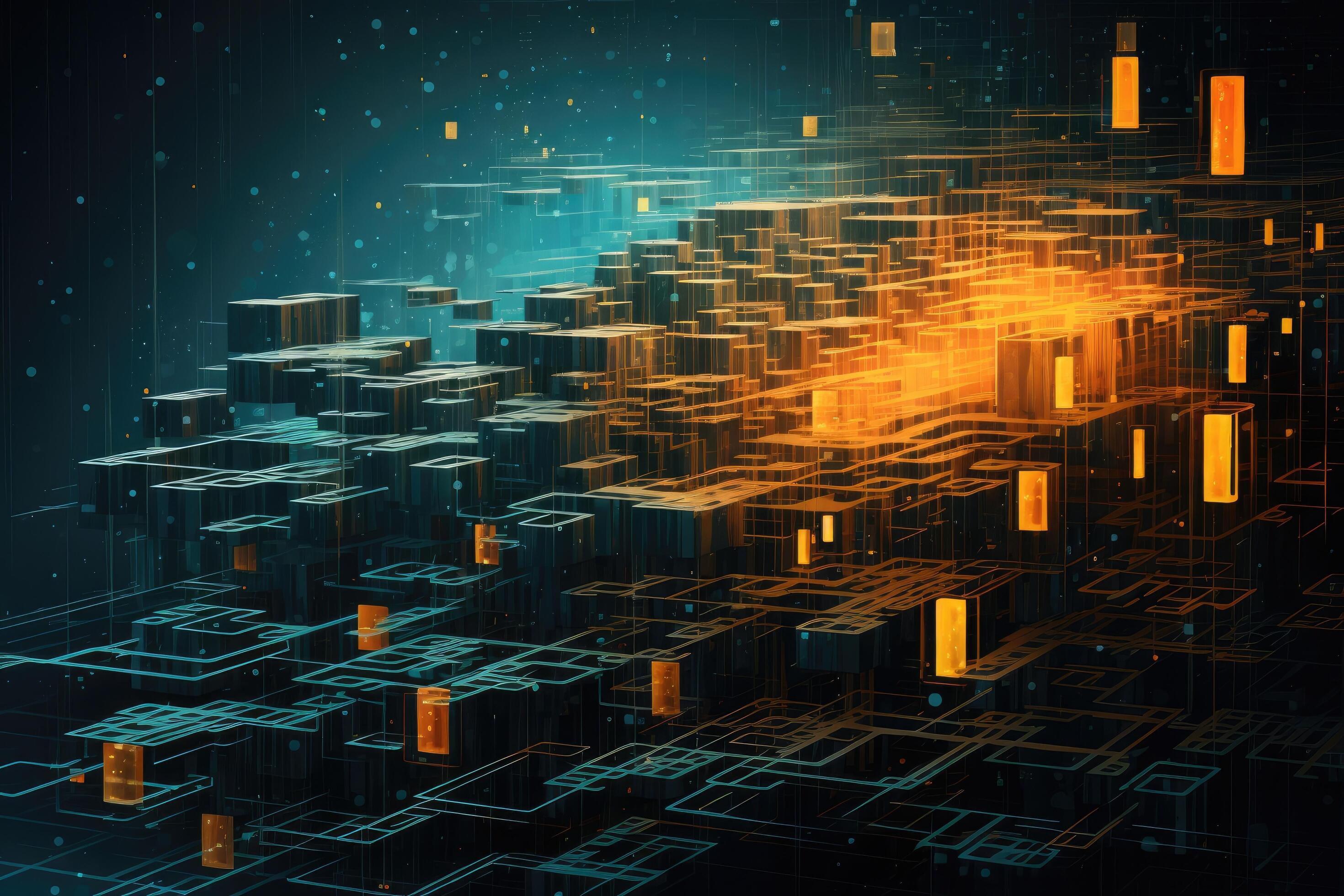 AI generated Abstract technology background. 3d rendering, 3d illustration. Computer digital ...