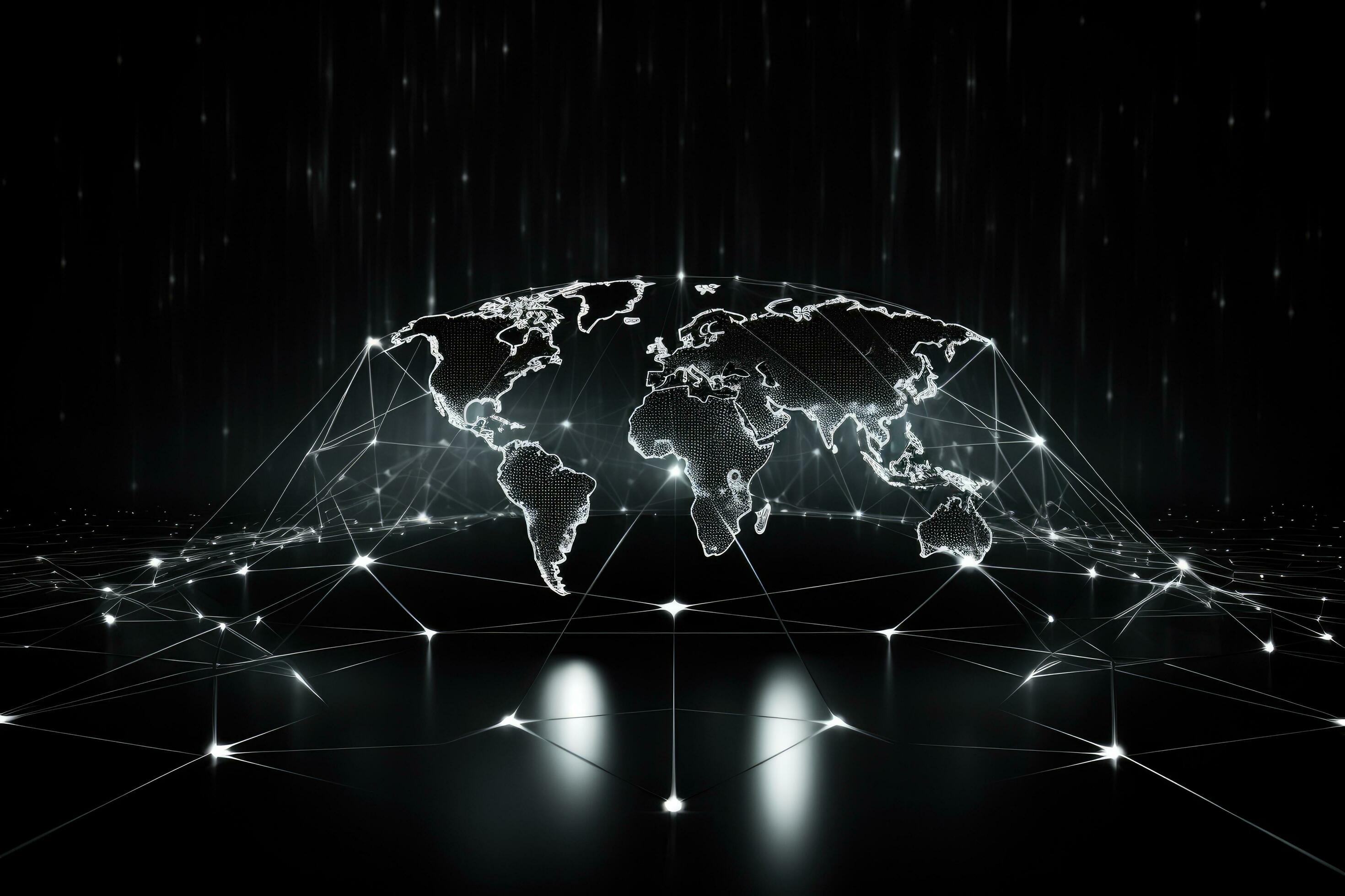 AI generated Global network connection on dark background. 3D rendering ...