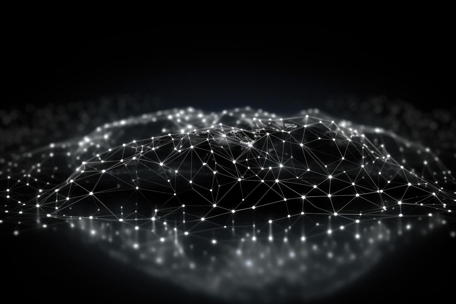 AI generated Abstract polygonal space low poly dark background with connecting dots and lines ...