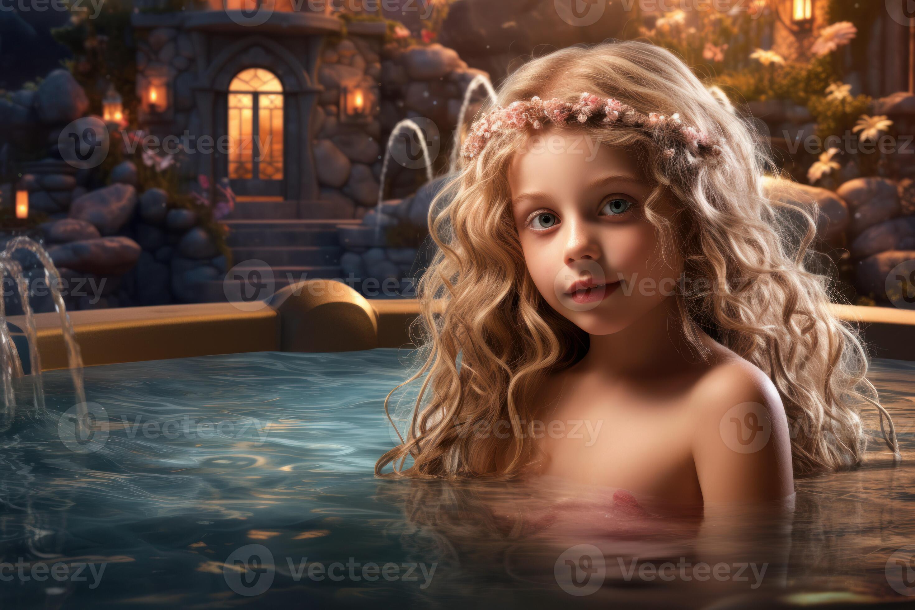 Ai Generated Tranquil Girl Spa Jacuzzi Generate Ai 36116114 Stock
