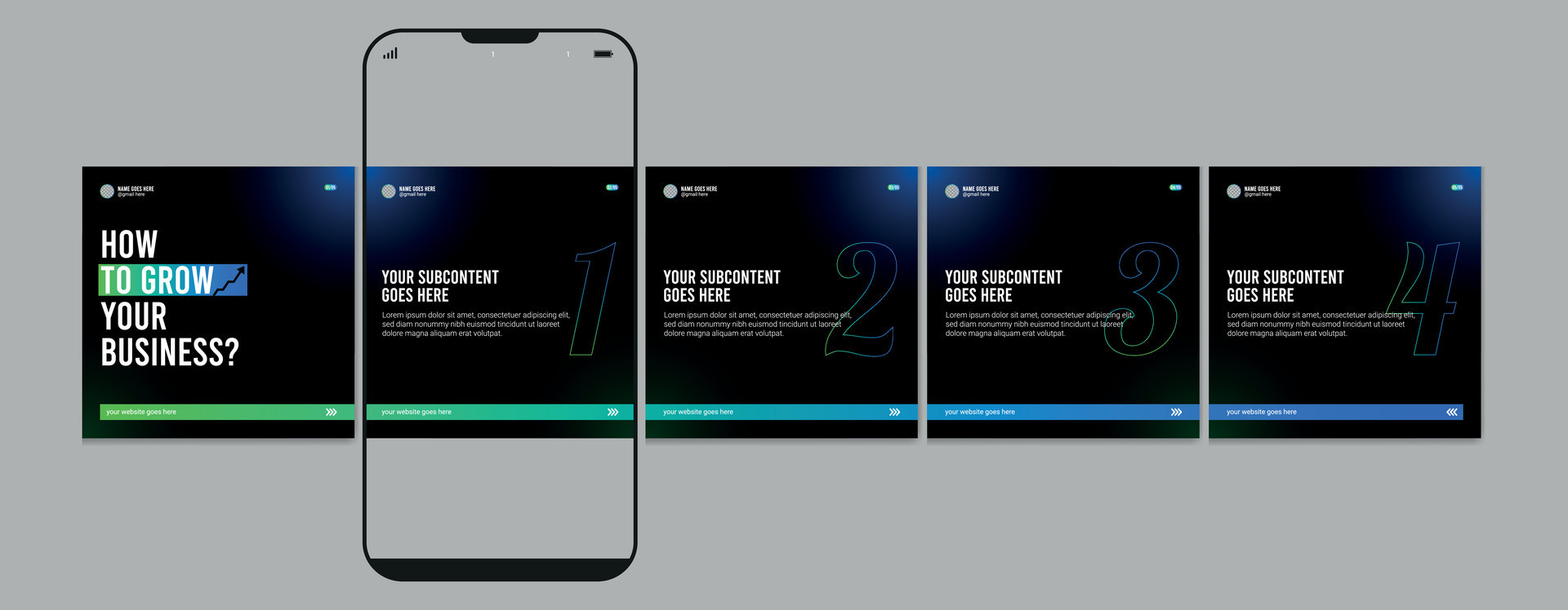 Set Of Carousel Post Template Editable Carousel Post Social Media