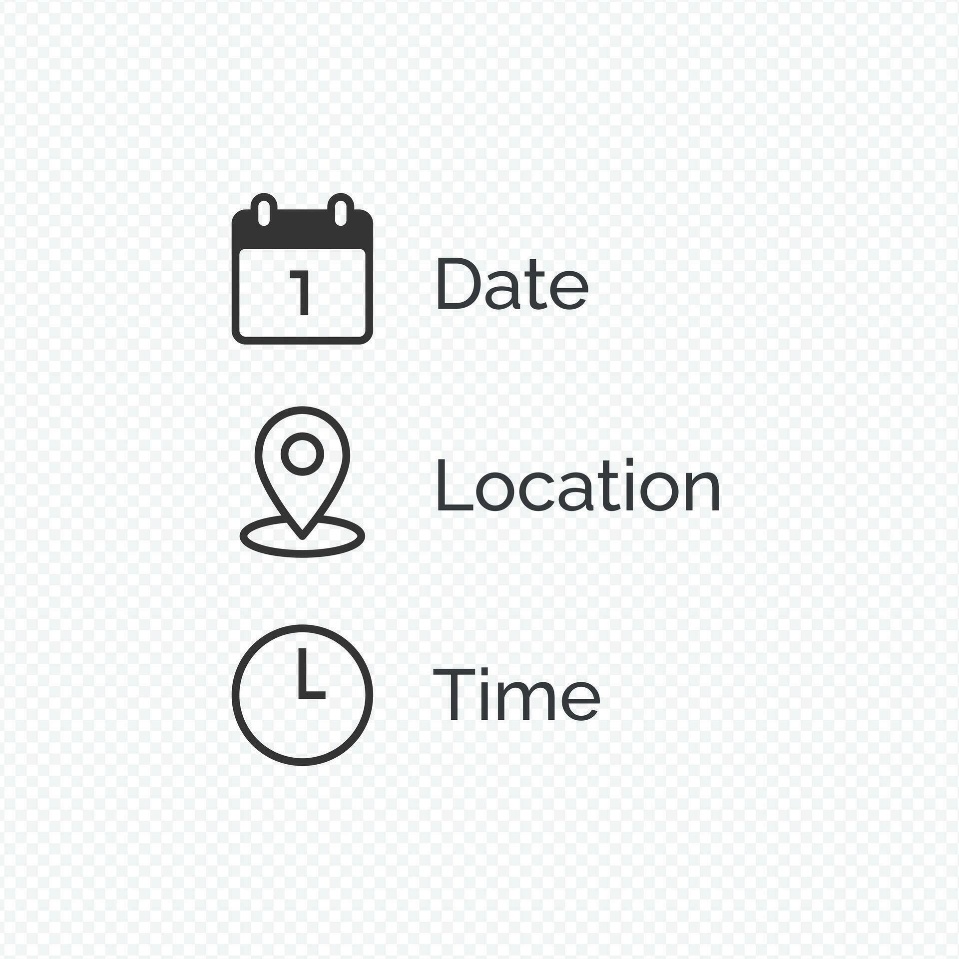 Date Time Location Icon In Flat Style Event Message Vector Illustration On Isolated