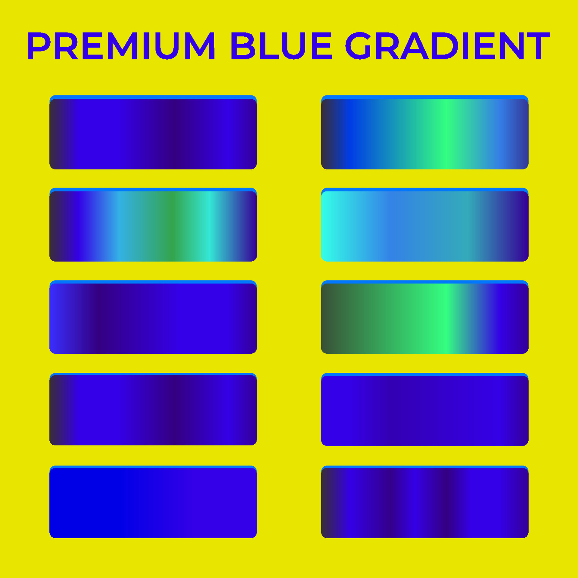 Gradients set of metallic gradients blue color with yellow background ...