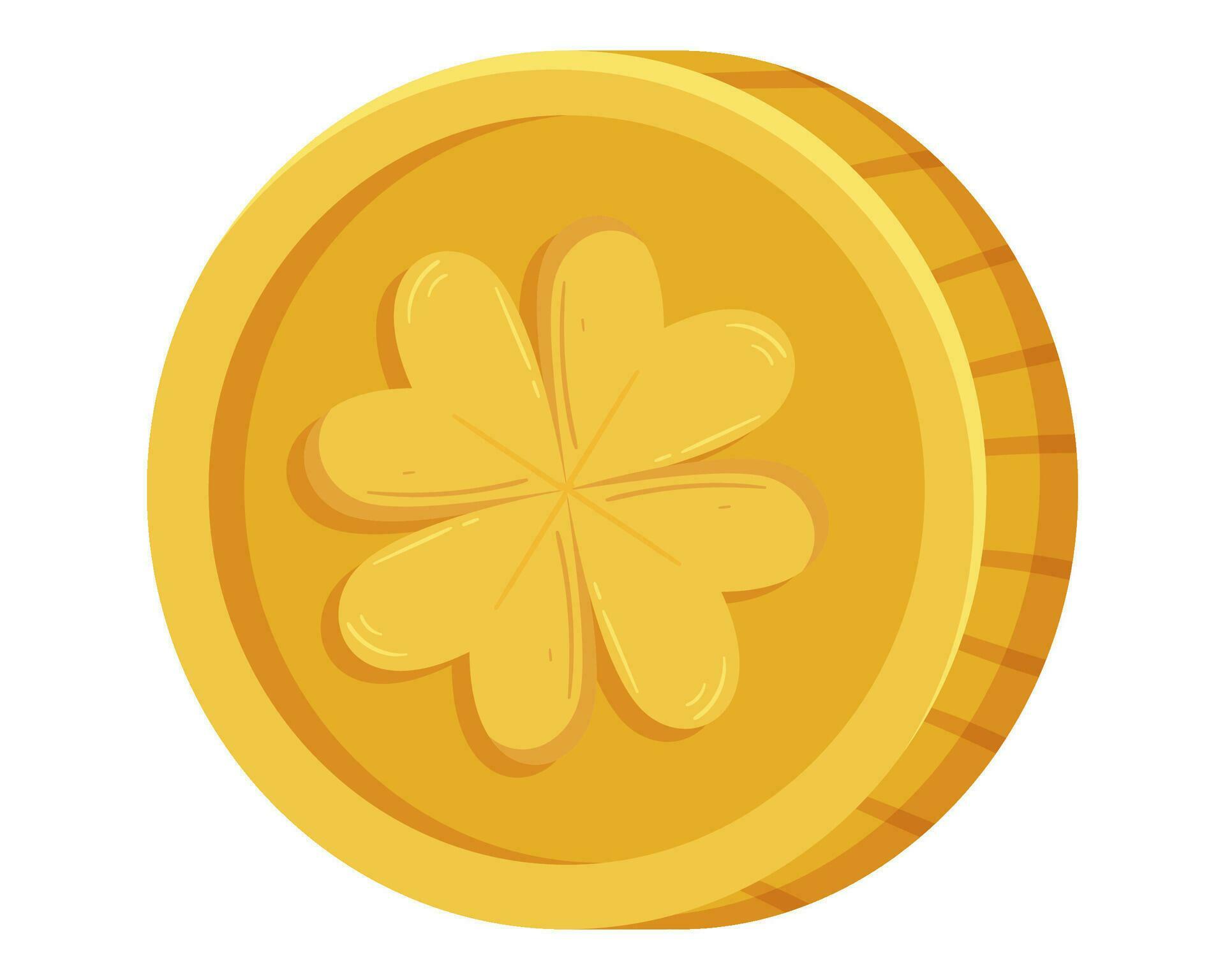 St. Patricks Day gold coin with four-leaves clover or shamrock 36120912 ...