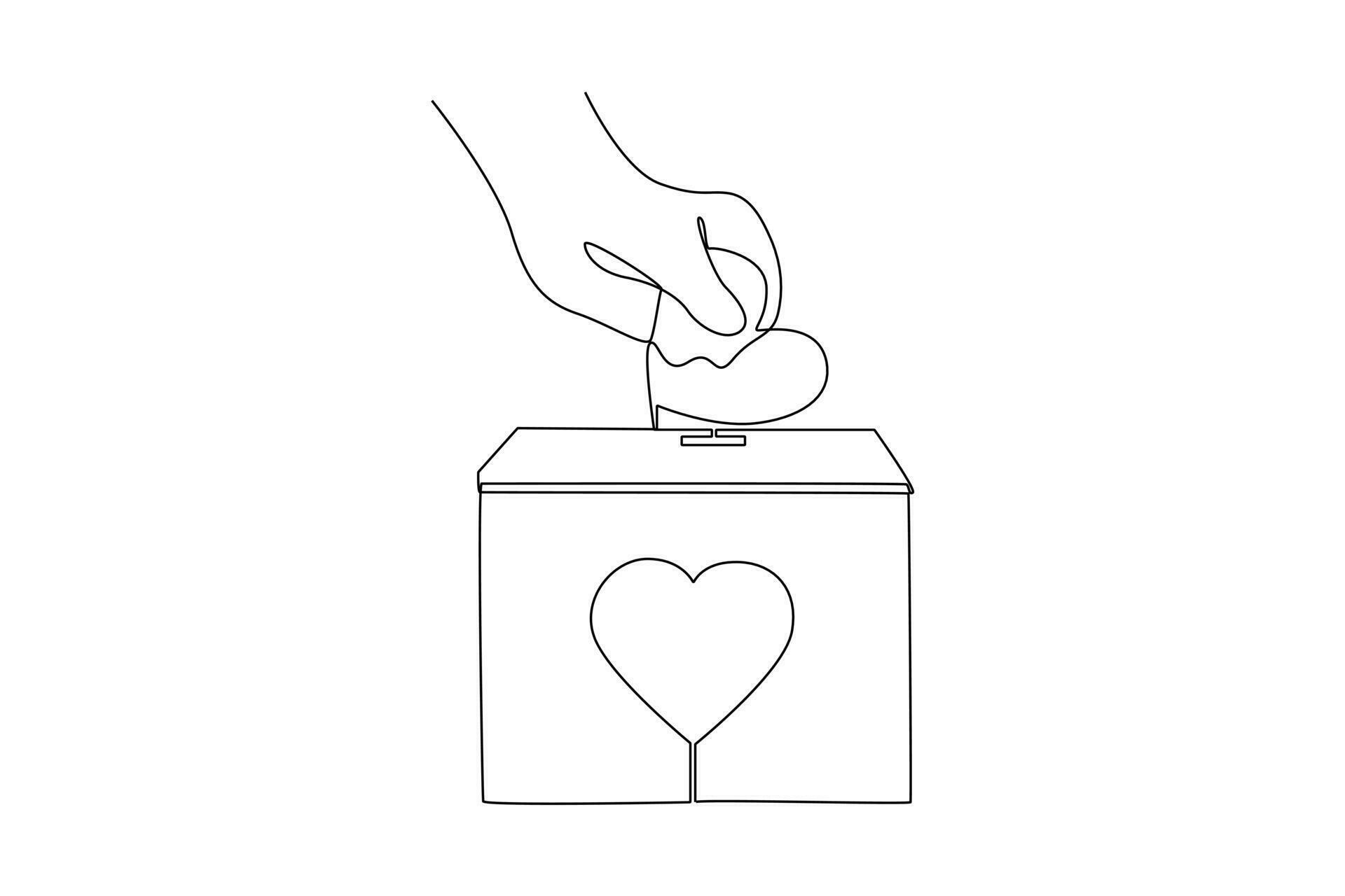 Continuous one line drawing Charity, support and donation concept ... Continuous one line drawing Charity, support and donation concept ...