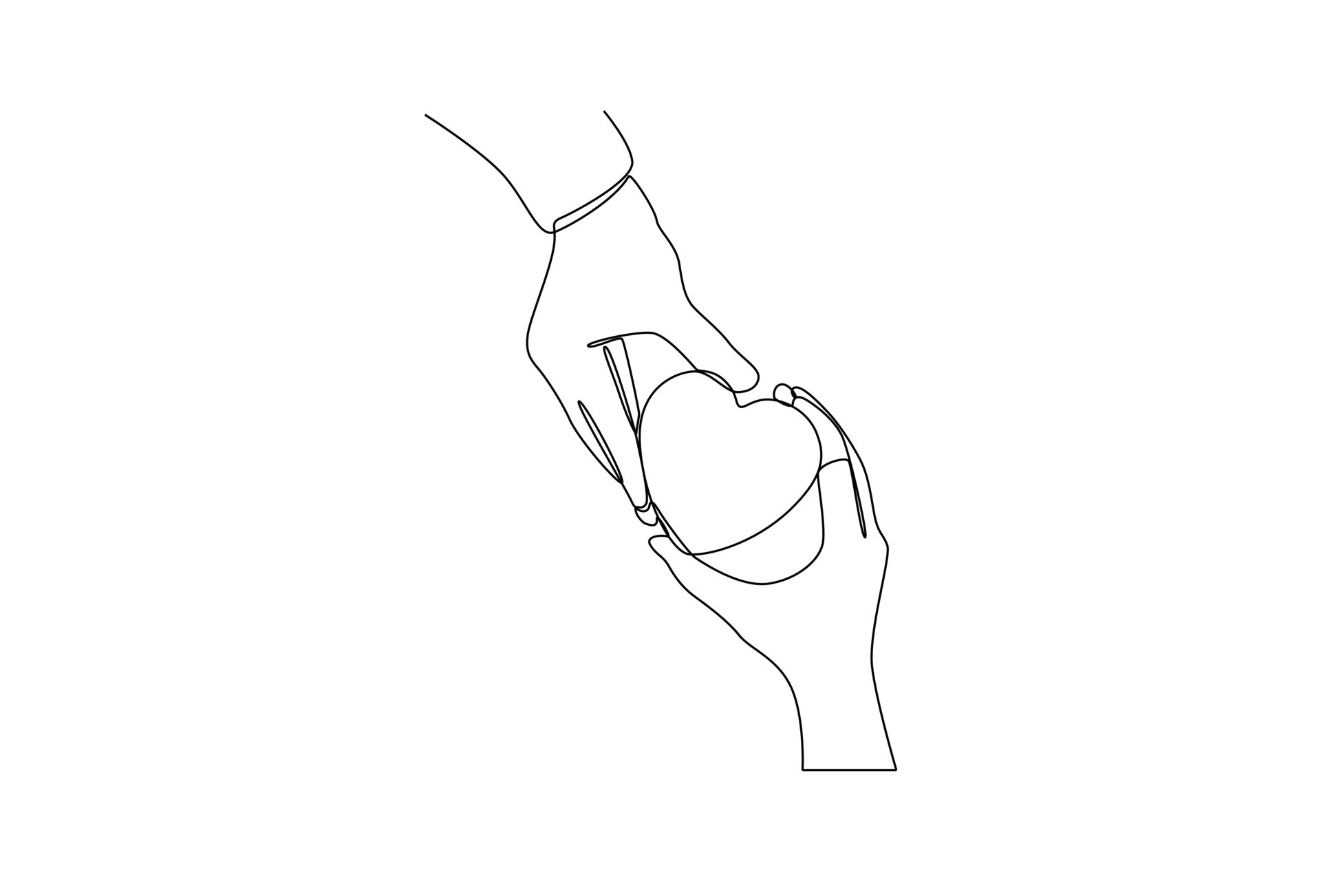 Continuous one line drawing Charity, support and donation concept ... Continuous one line drawing Charity, support and donation concept ...
