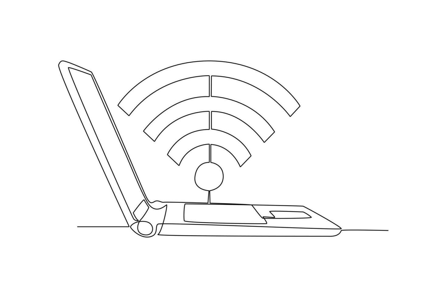 One continuous line drawing of Information technology concept. Doodle ...