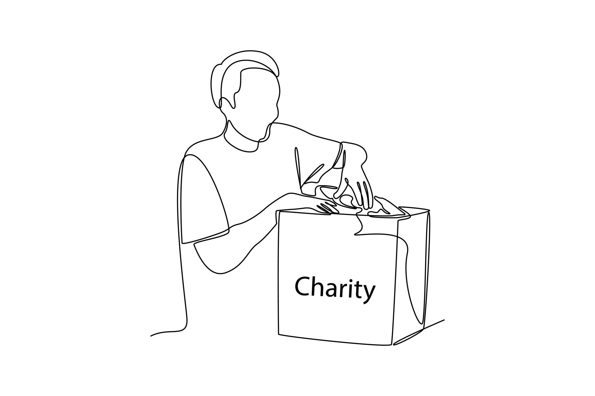Continuous one line drawing Charity, support and donation concept ... Continuous one line drawing Charity, support and donation concept ...