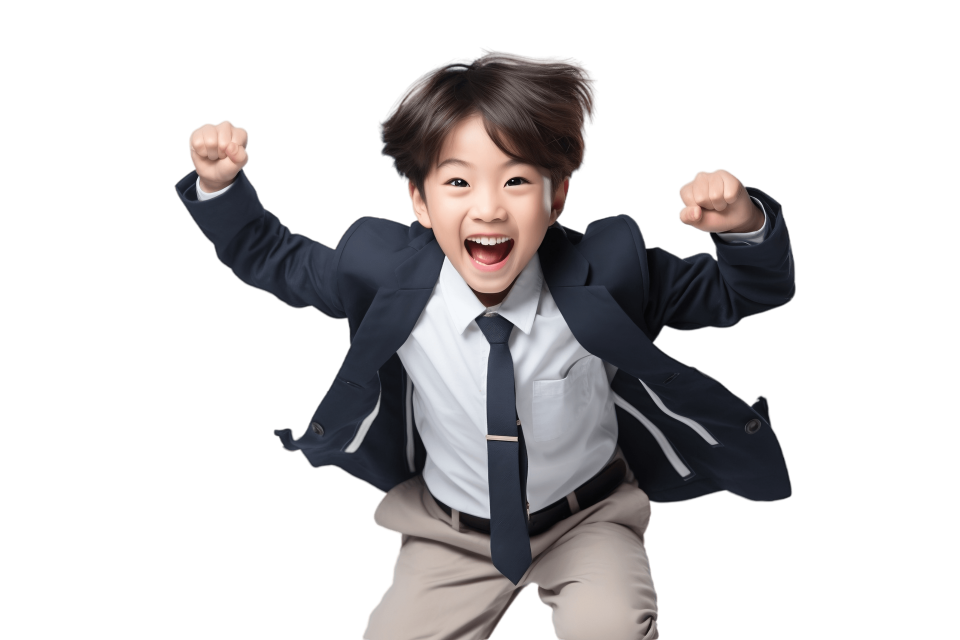 AI generated Asian Schoolboy Jumping for Joy on Transparent Background ...