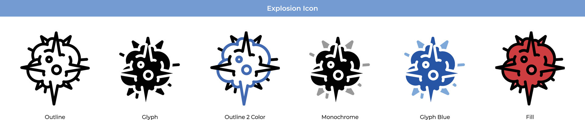Explosion Icon Set Vector 36123536 Vector Art at Vecteezy