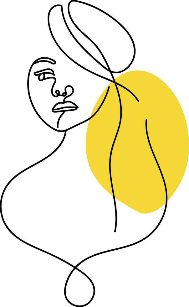 Woman Line Art Flower Head Feminine Illustration Woman Face With