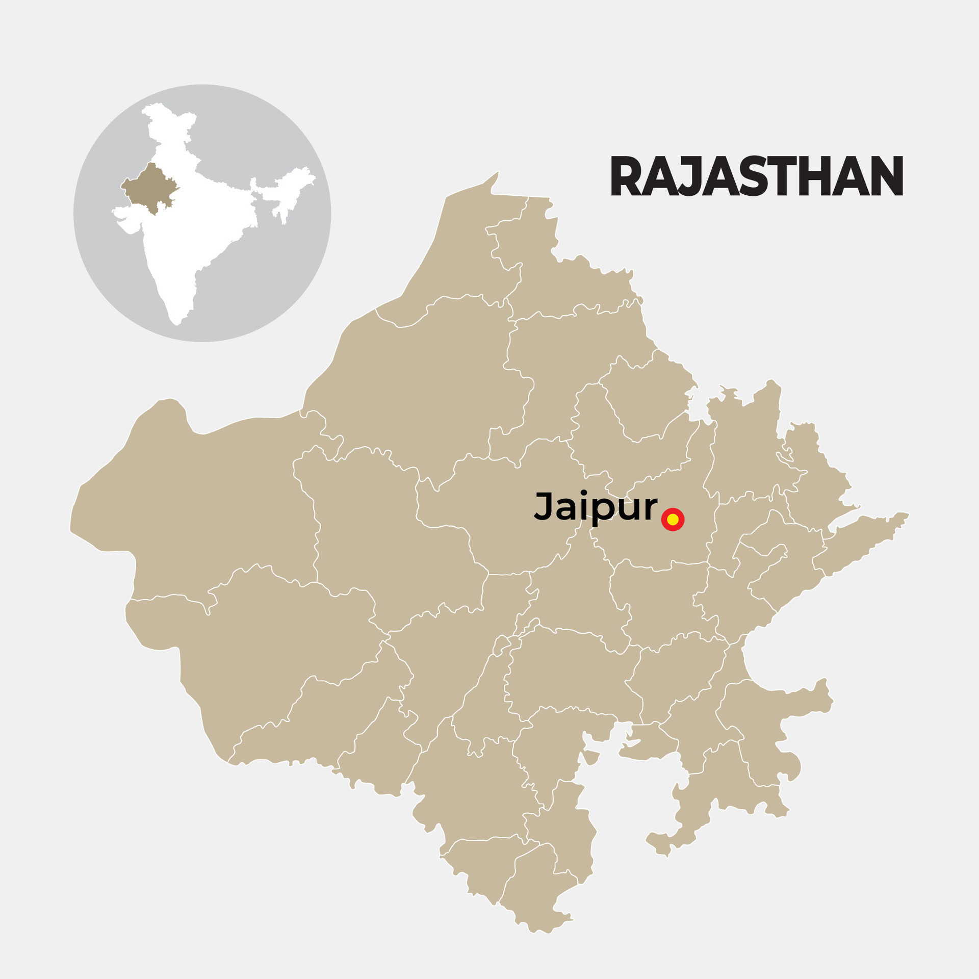 Rajasthan Locator Map Showing District And Its Capital 36124814 Vector Art At Vecteezy