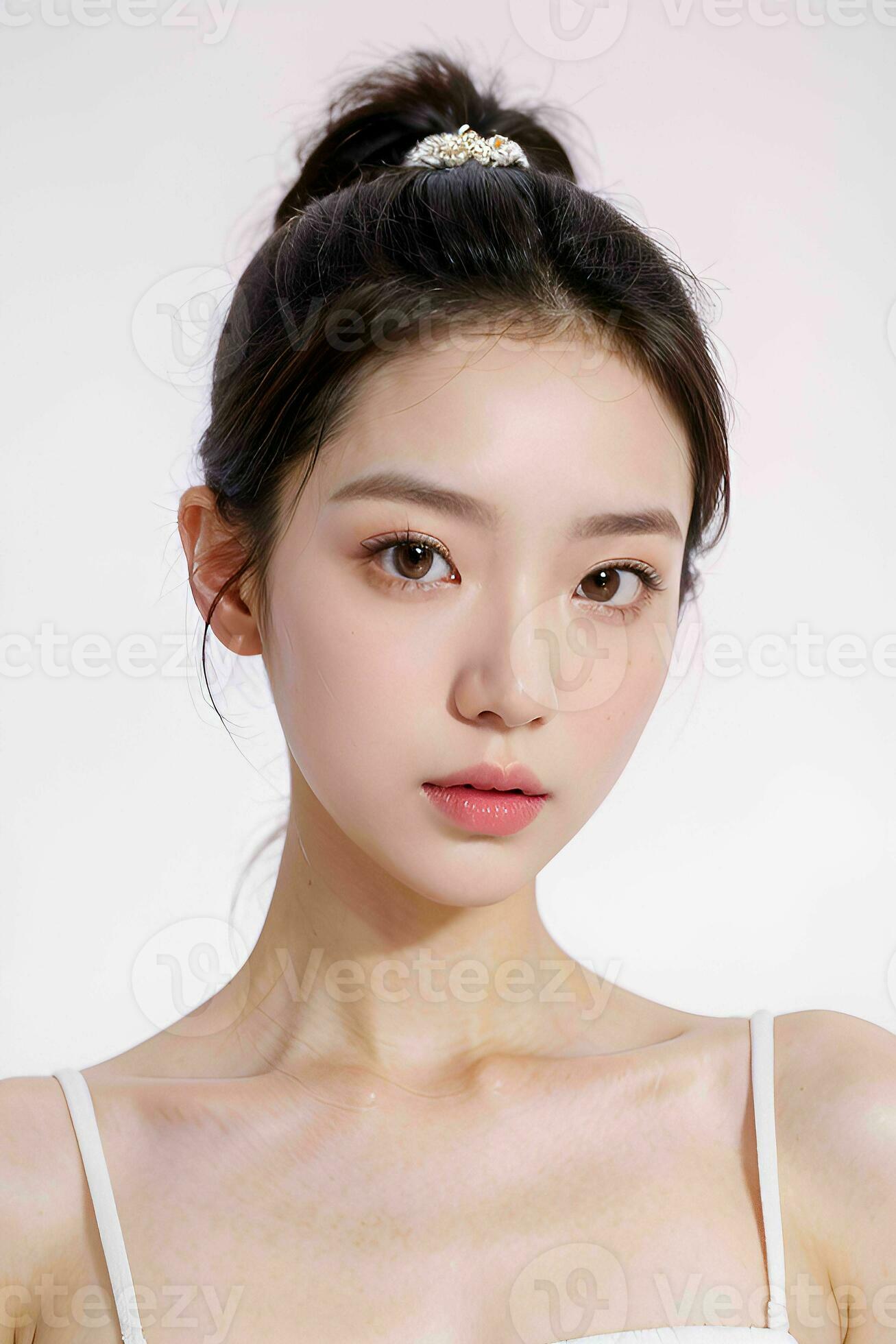 AI generated Portrait of beautiful asian woman on studio photo, Girl looking at camera, Model ...