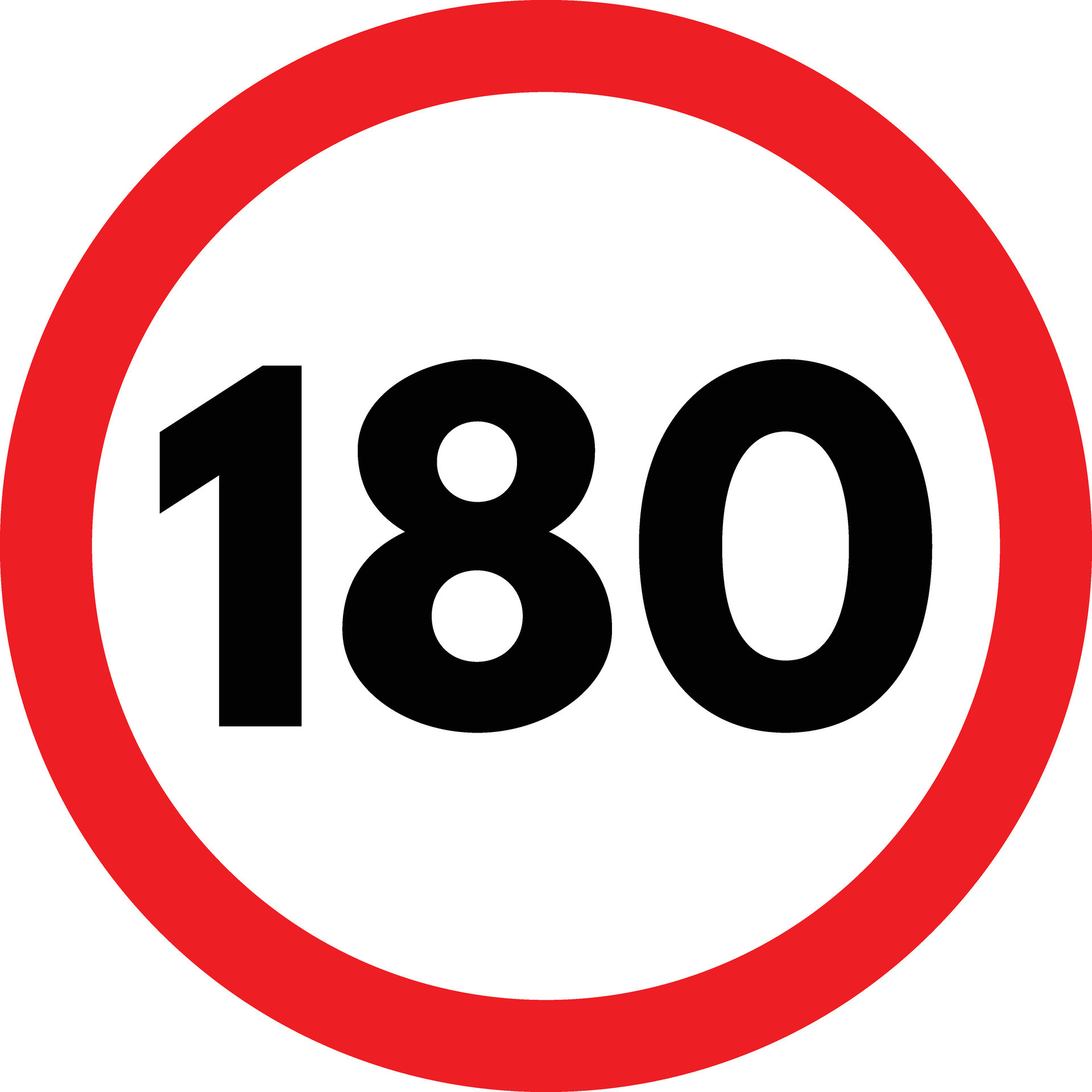 Speed limit traffic sign 180 . Maximum Speed limit sign 180 kilometers per hour . Vector ...