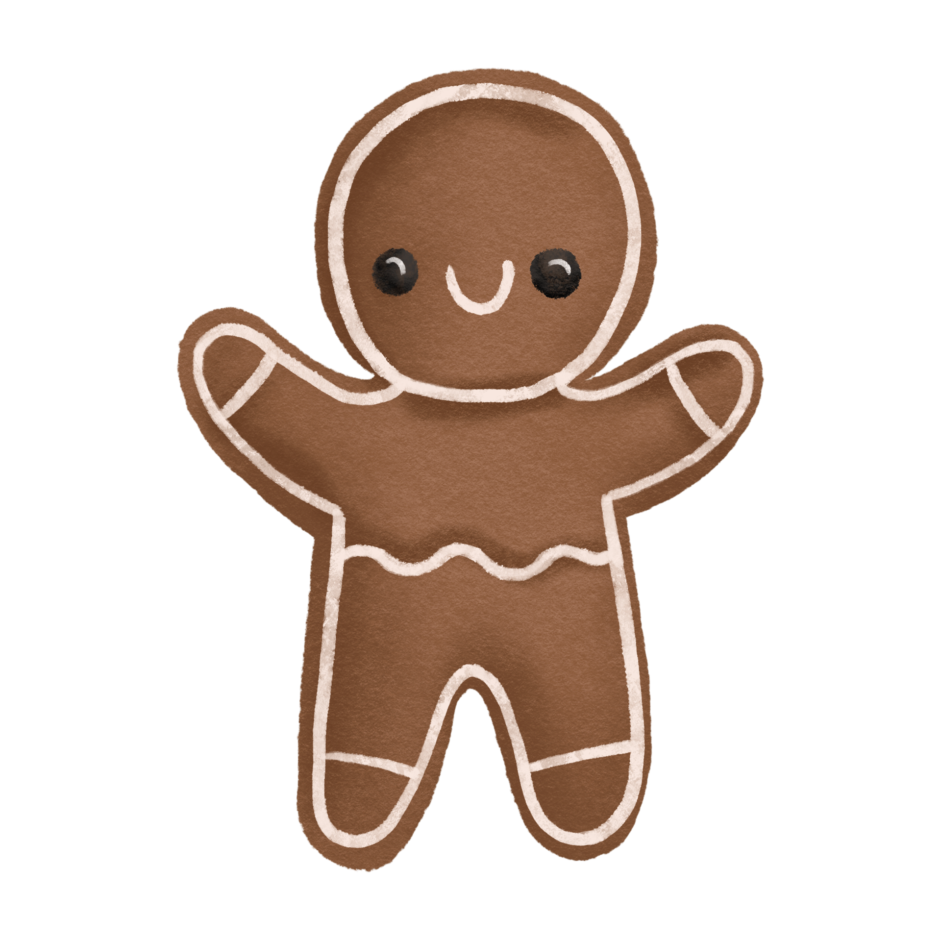 Christmas gingerbread in the shape of a man with white icing. Winter ...