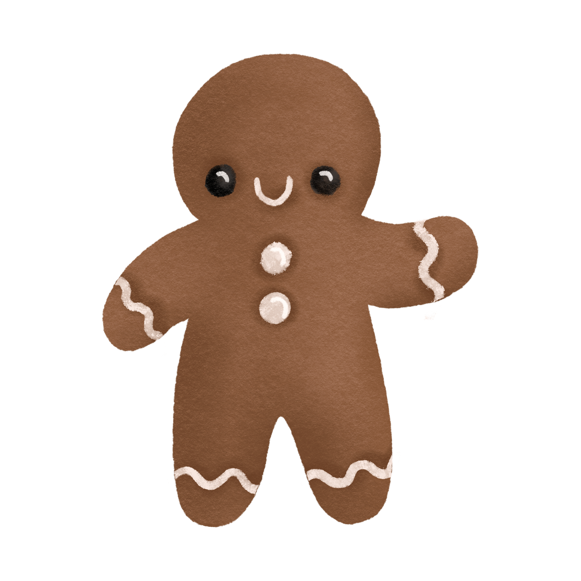 Christmas gingerbread in the shape of a man with white icing. Cute ...