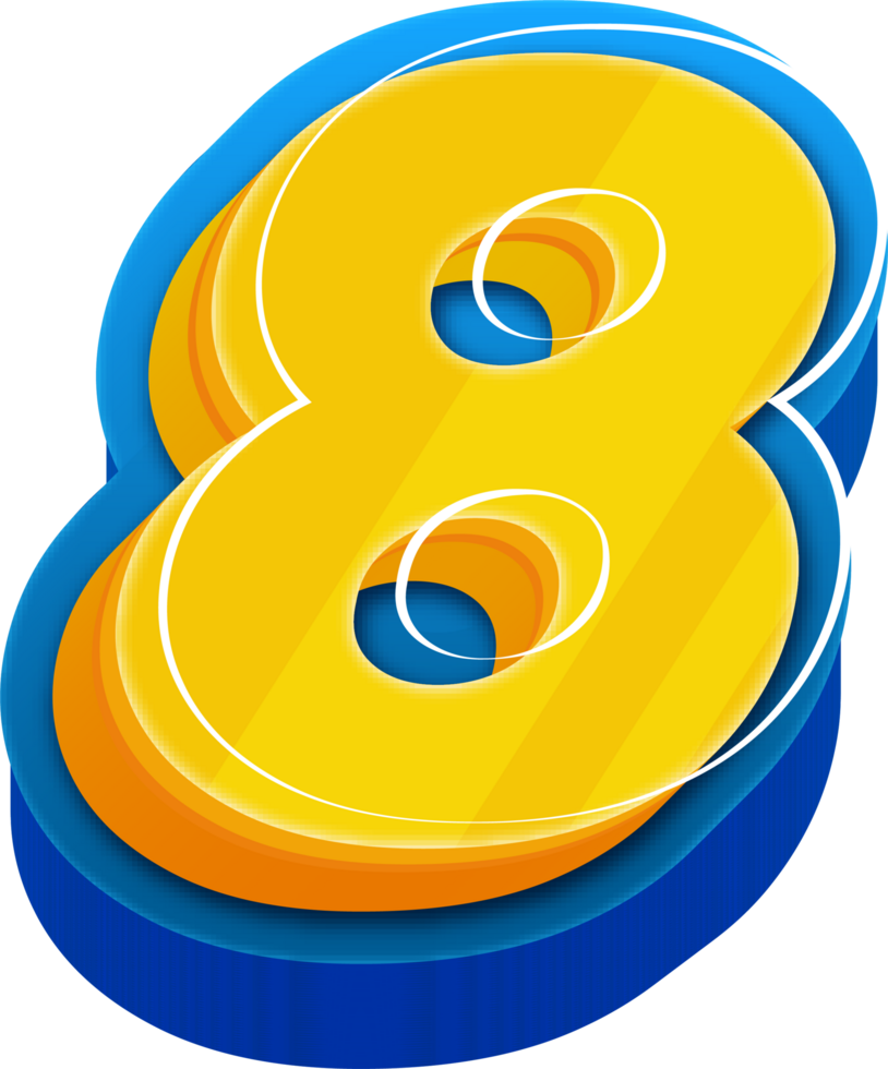 3d Azul Línea Amarillo Azul Alfabeto Número 8 36131119 Png