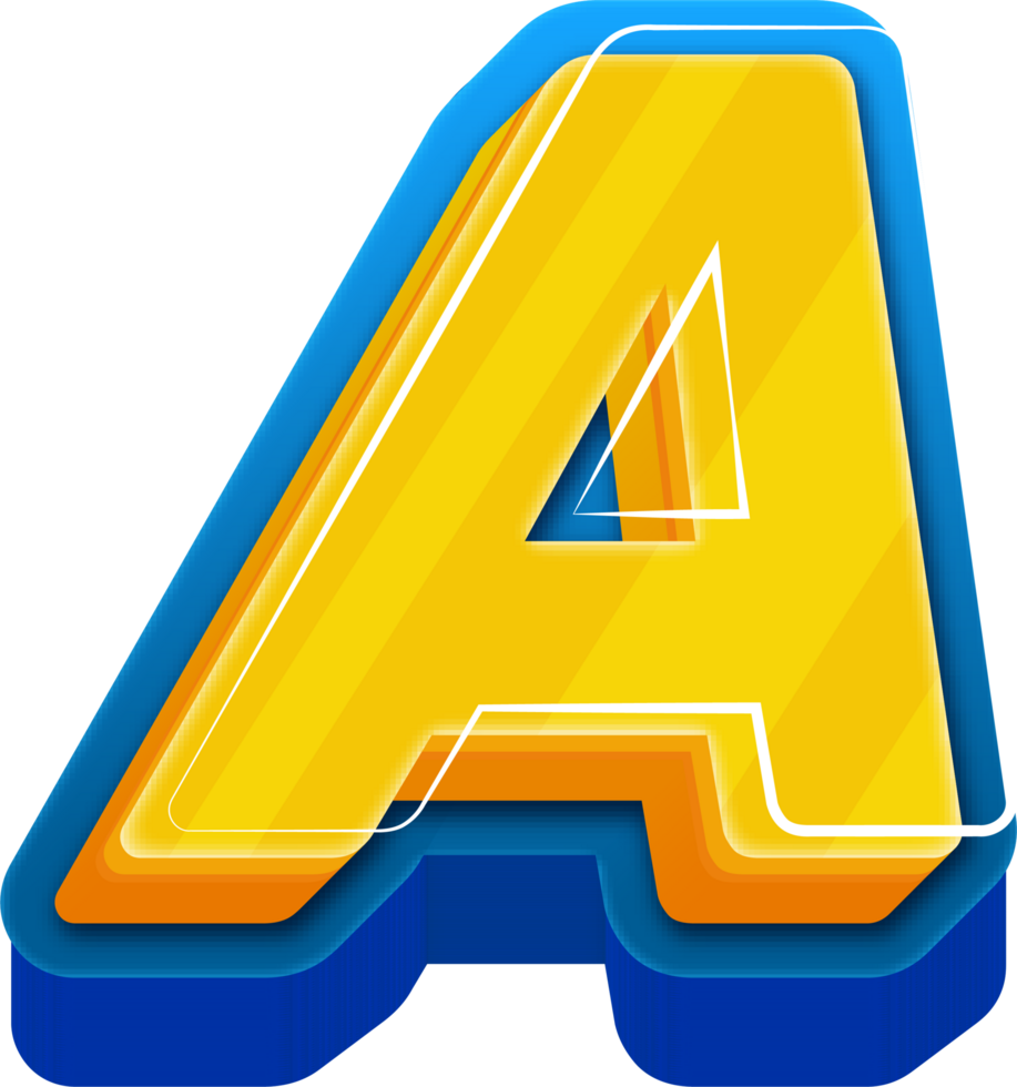 3d Azul Línea Amarillo Azul Alfabeto Letra Un 36131197 Png