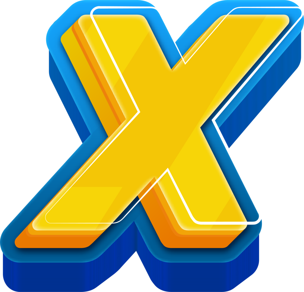 3D Blue Line Yellow Blue Alphabet Letter X 36131213 PNG
