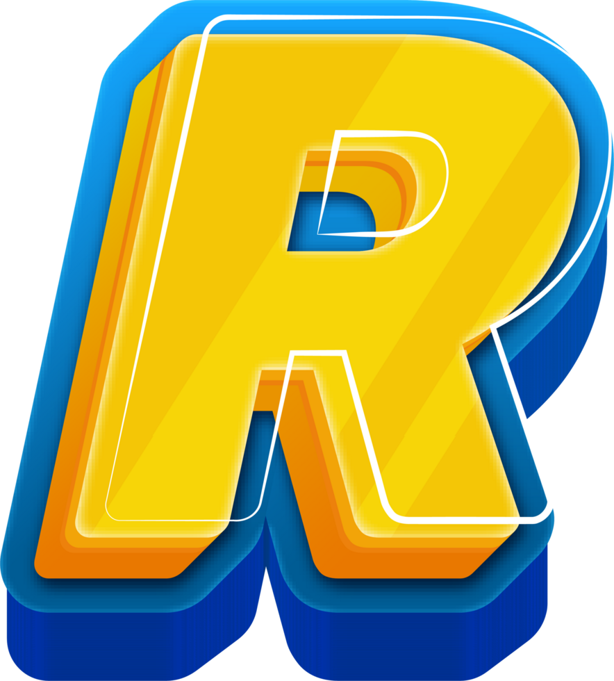 3d Azul Línea Amarillo Azul Alfabeto Letra R 36131308 Png