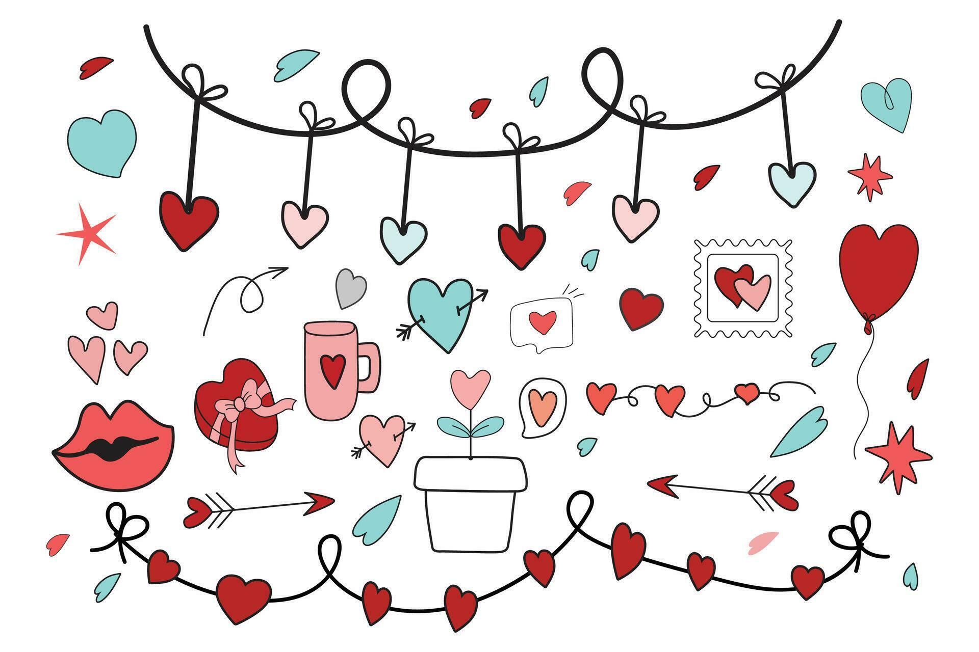 Free vector set of valentines day doodles 36131333 Vector Art at Vecteezy