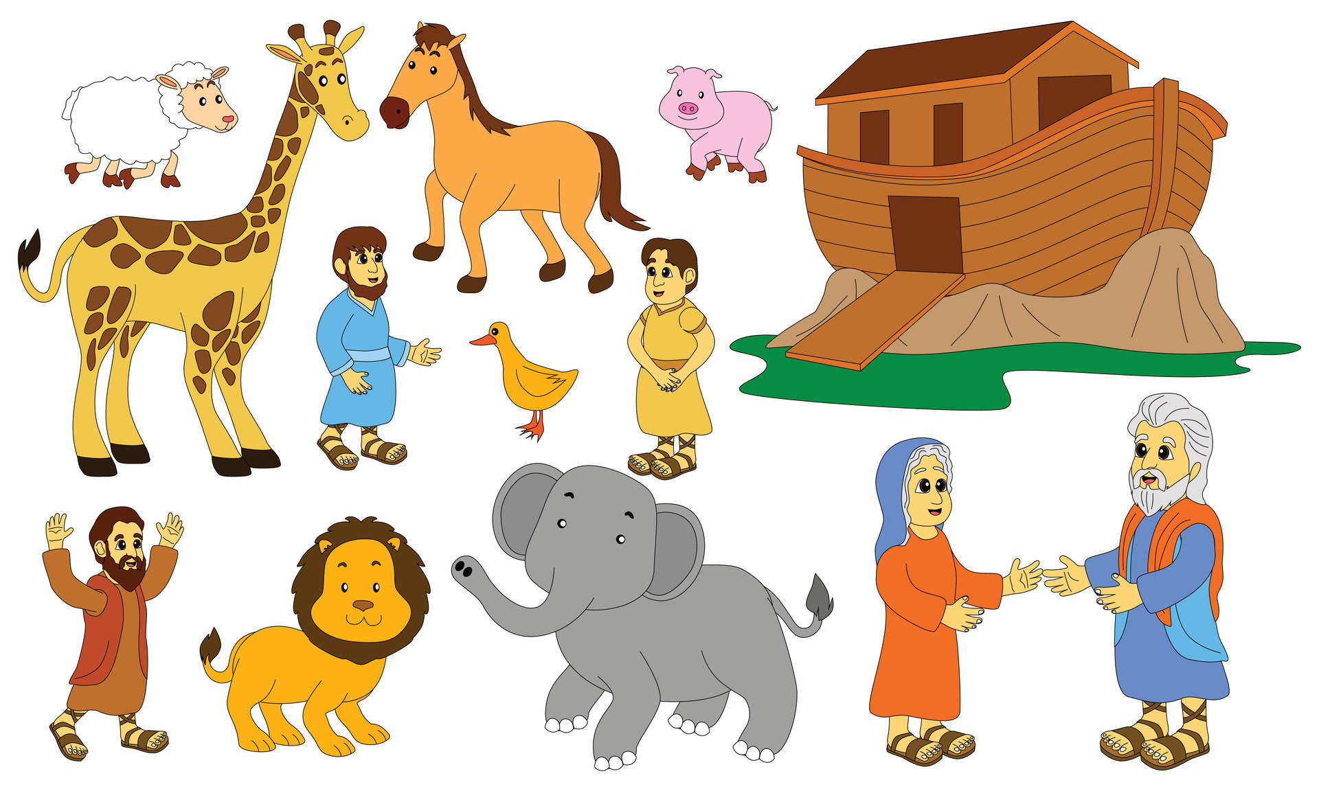 A Collection Of Characters From The Story Of Noah 36131404 Vector Art a-collection-of-characters-from-the-story-of-noah-36131404-vector-art